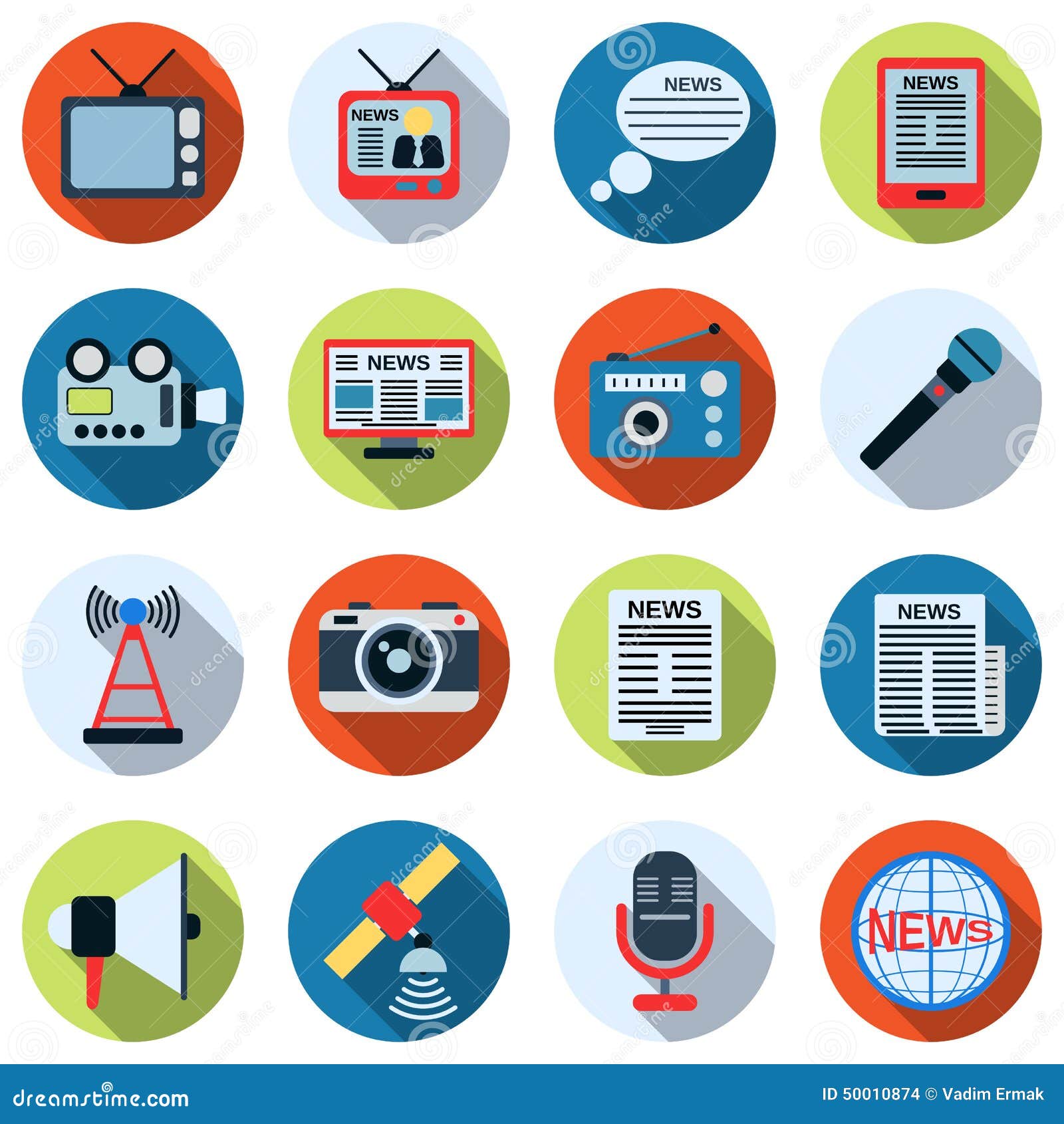 News vector icons stock vector. Illustration of colorful - 50010874
