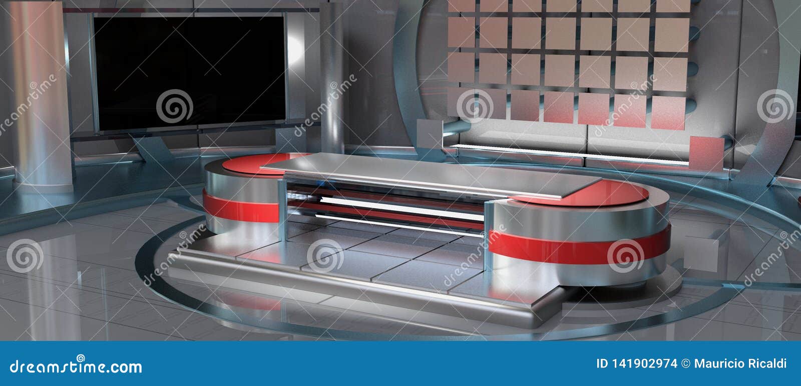 News Virtual Set Right View Stock Illustration - Illustration of news ...