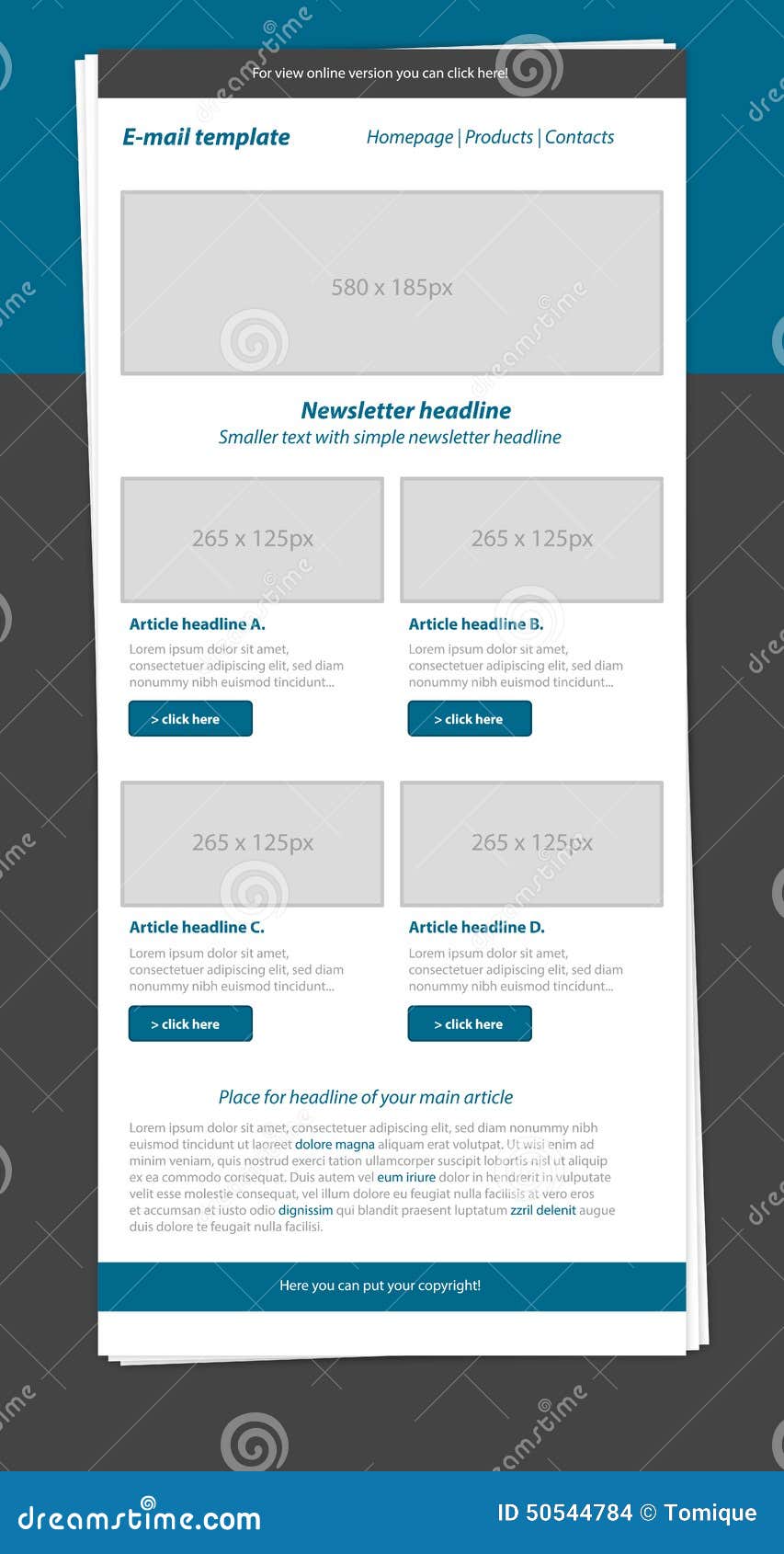 Newsletter Blue Template with Business Style Stock Illustration ...