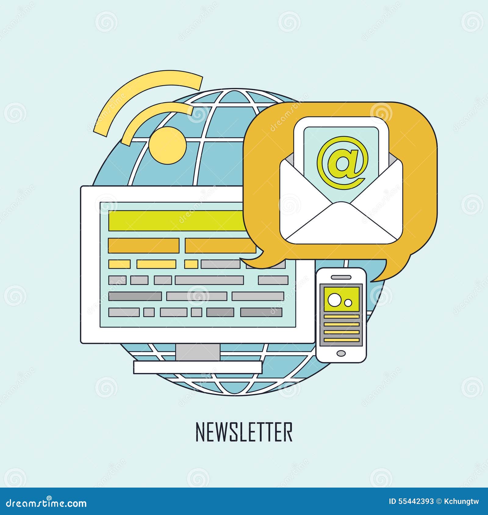 Newsletter concept stock vector. Illustration of media - 55442393