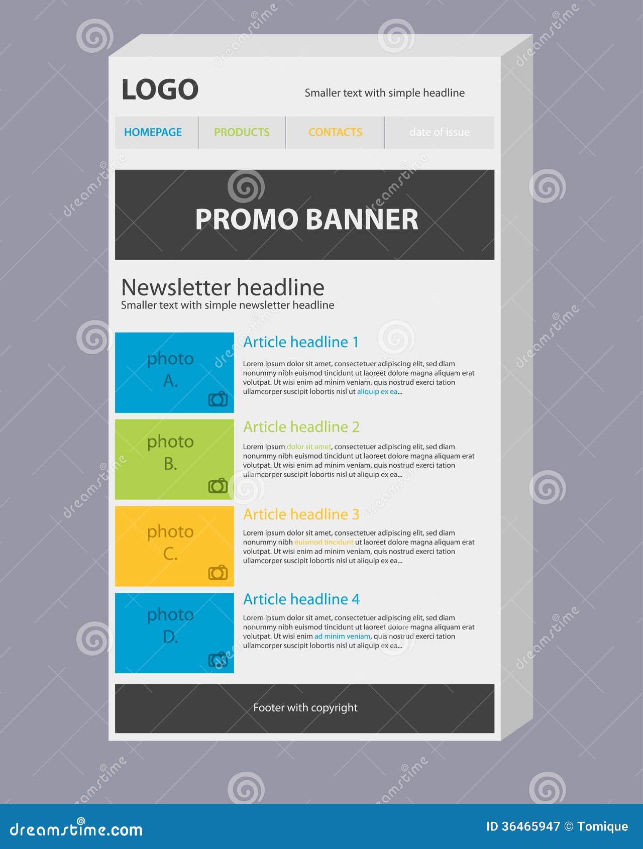 Newsletter 3D Template with Colors Stock Illustration - Illustration of ...