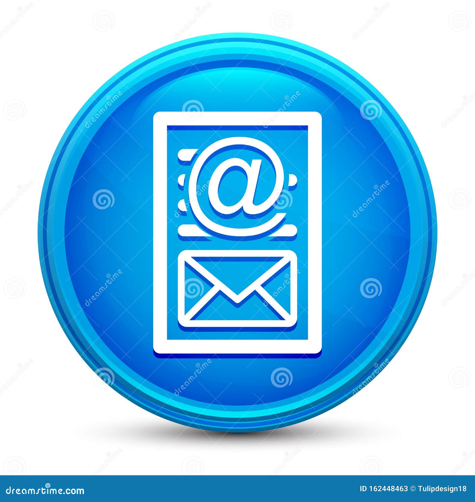 Newsletter Document Page Icon Glass Shiny Blue Round Button Isolated ...