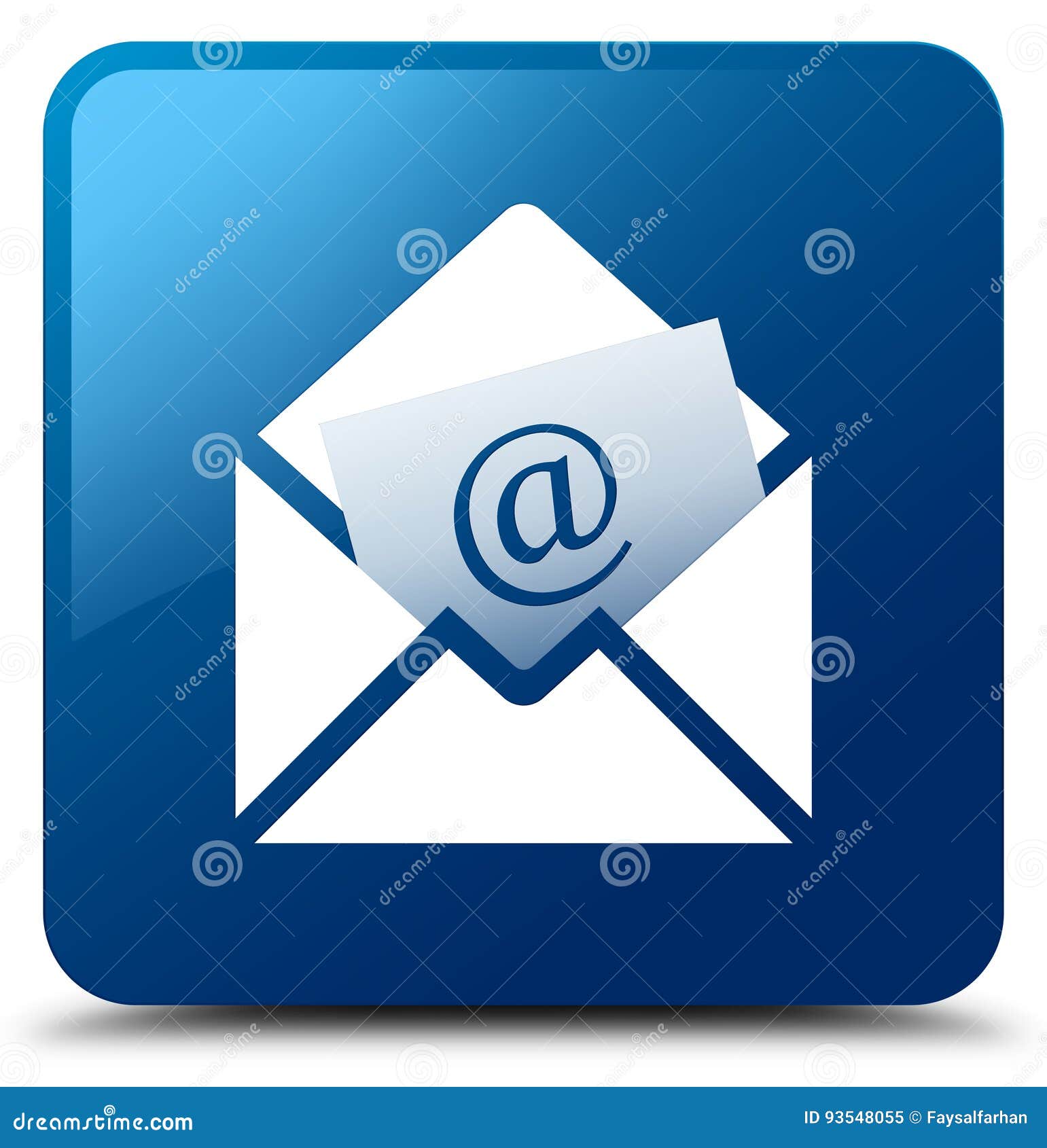 Newsletter Email Icon Blue Square Button Stock Illustration ...