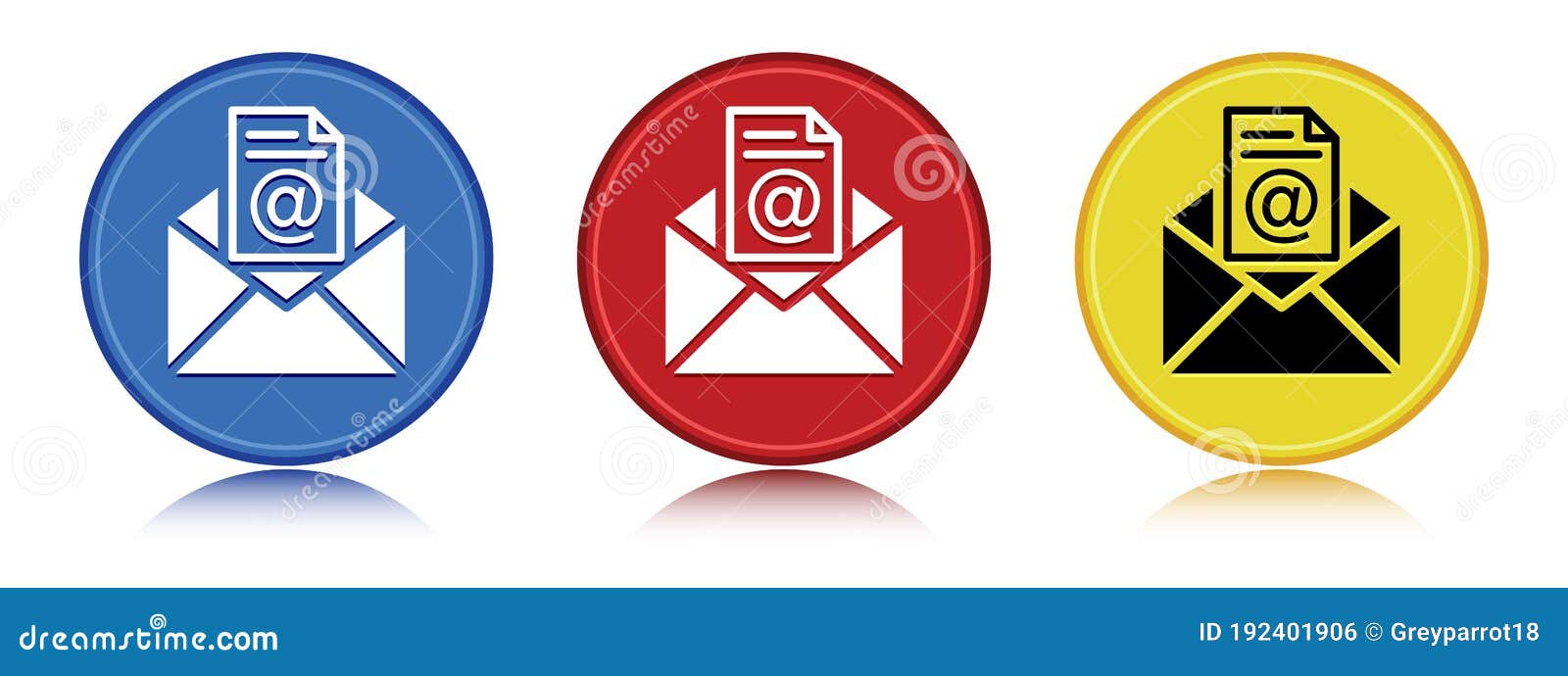 Newsletter Email Icon Flat Round Button Set Illustration Stock Vector ...