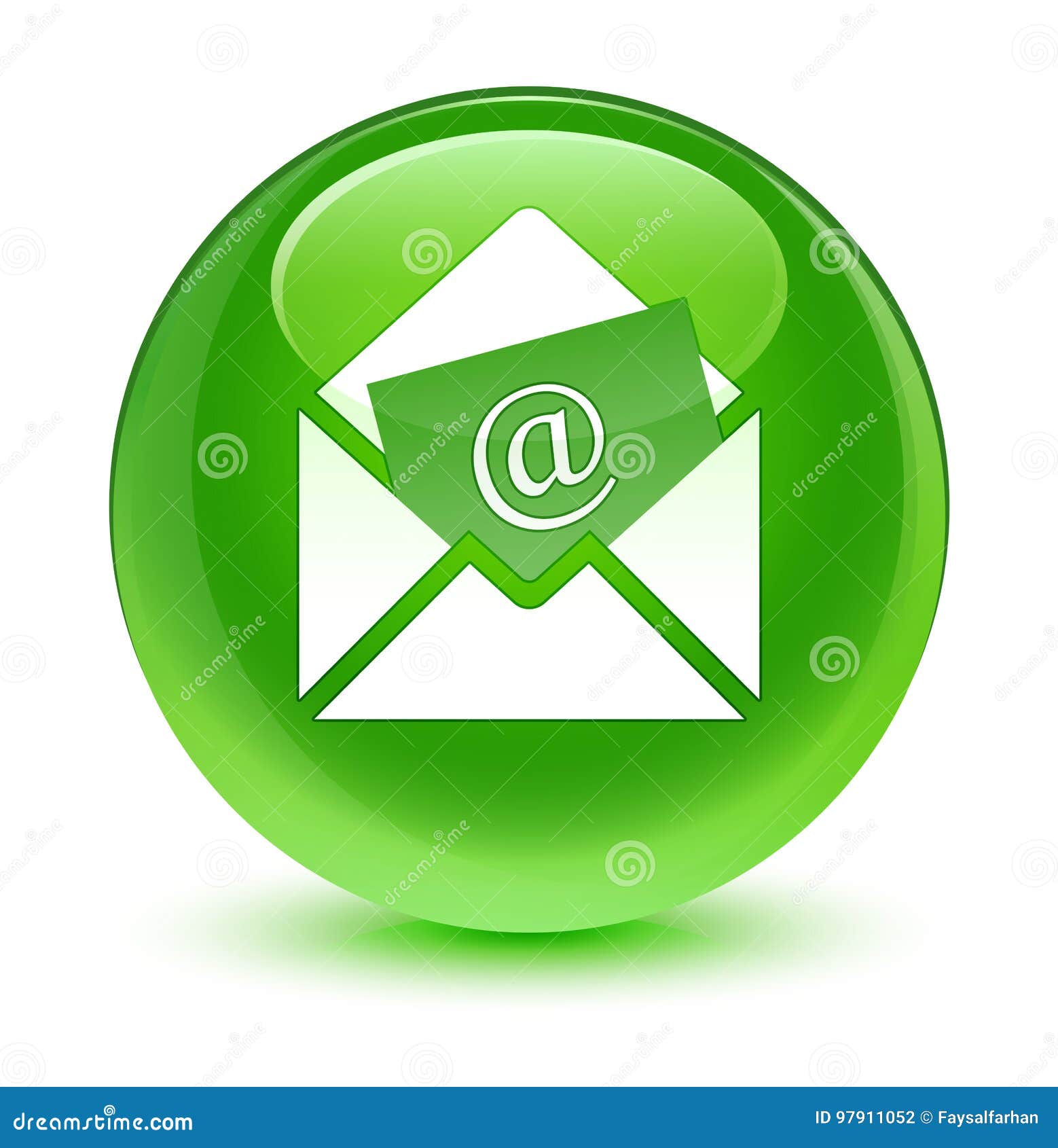 Newsletter Email Icon Glassy Green Round Button Stock Illustration ...