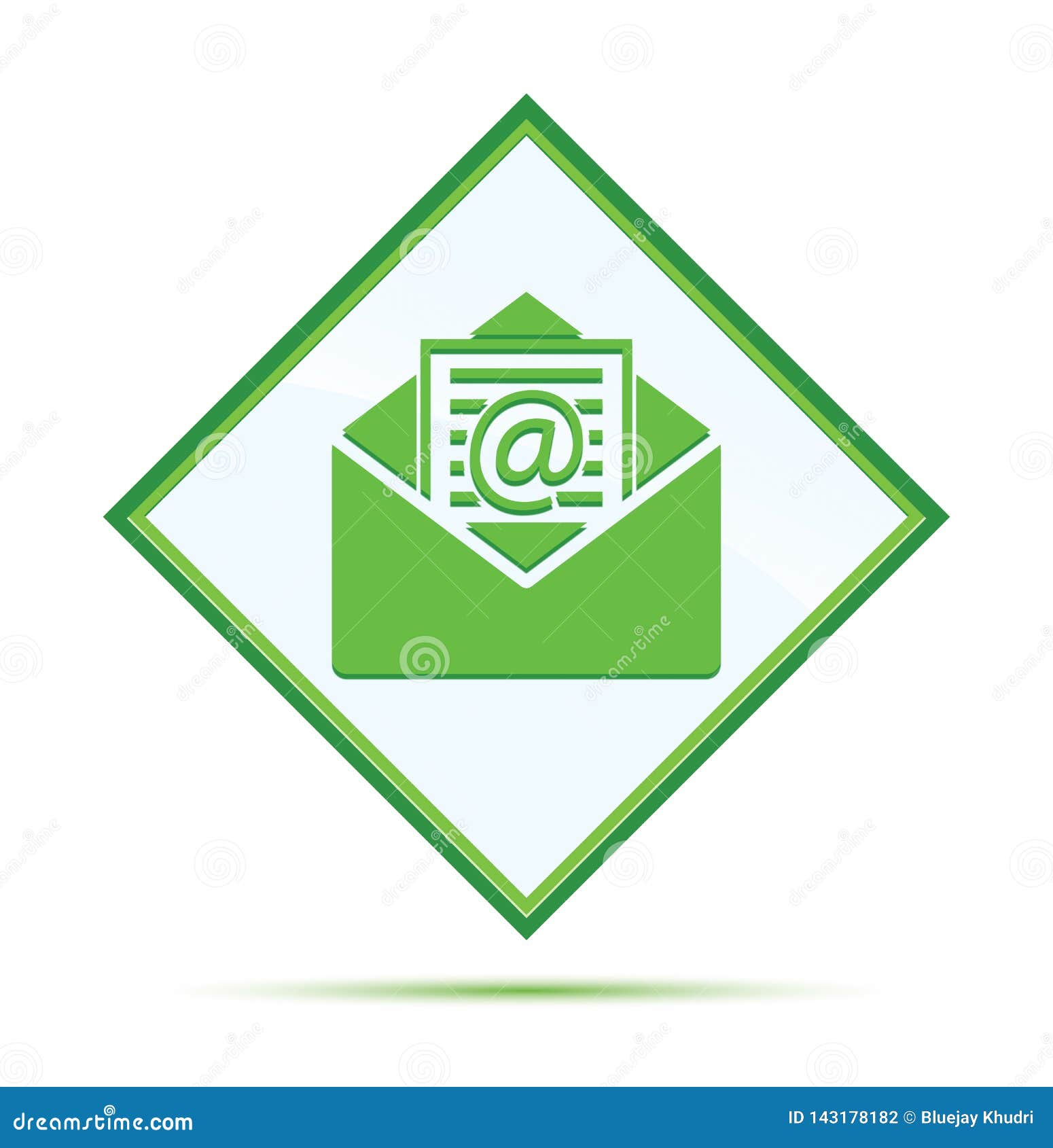 Newsletter Email Icon Modern Abstract Green Diamond Button Stock ...