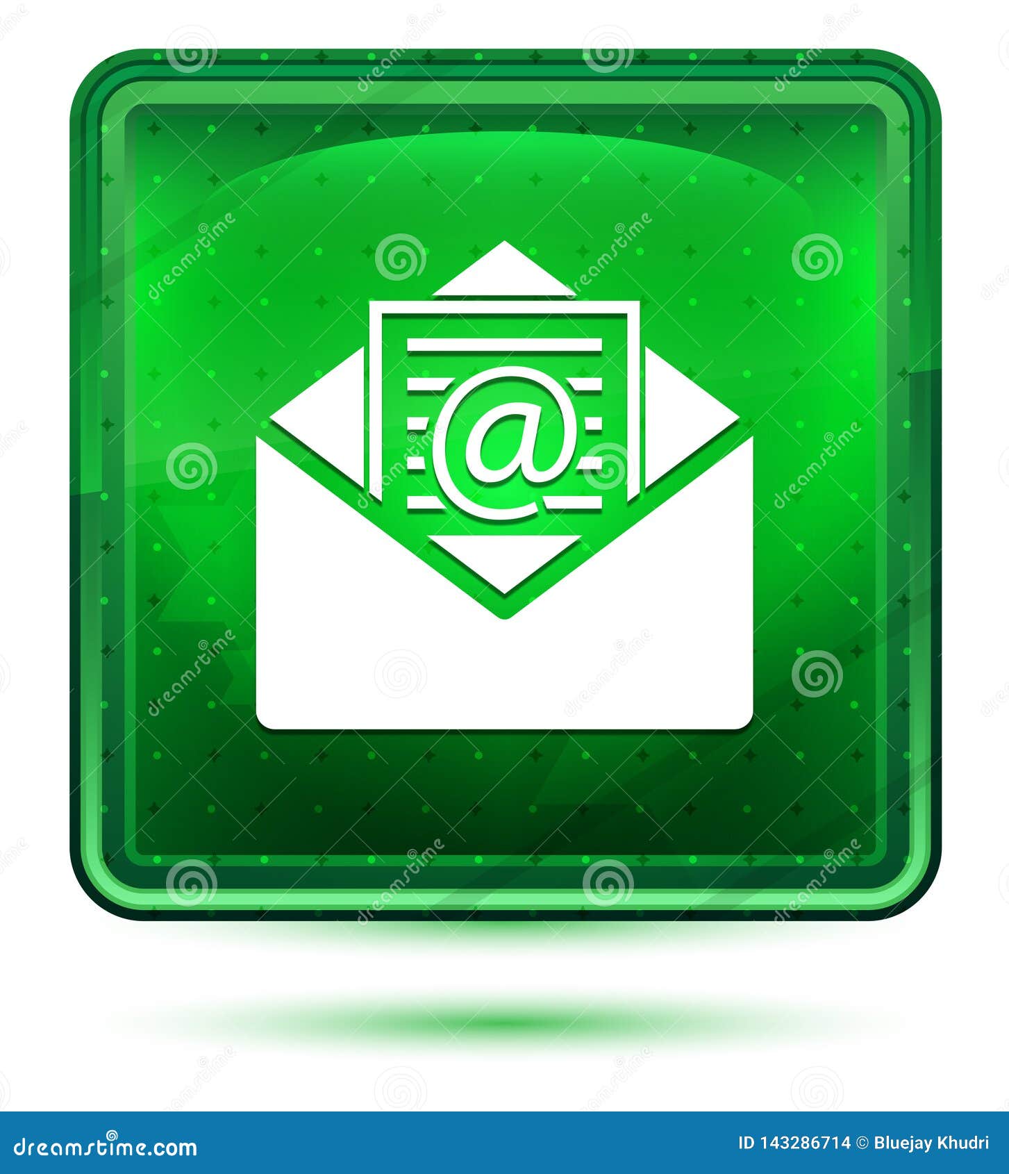 Newsletter Email Icon Neon Light Green Square Button Stock Illustration ...