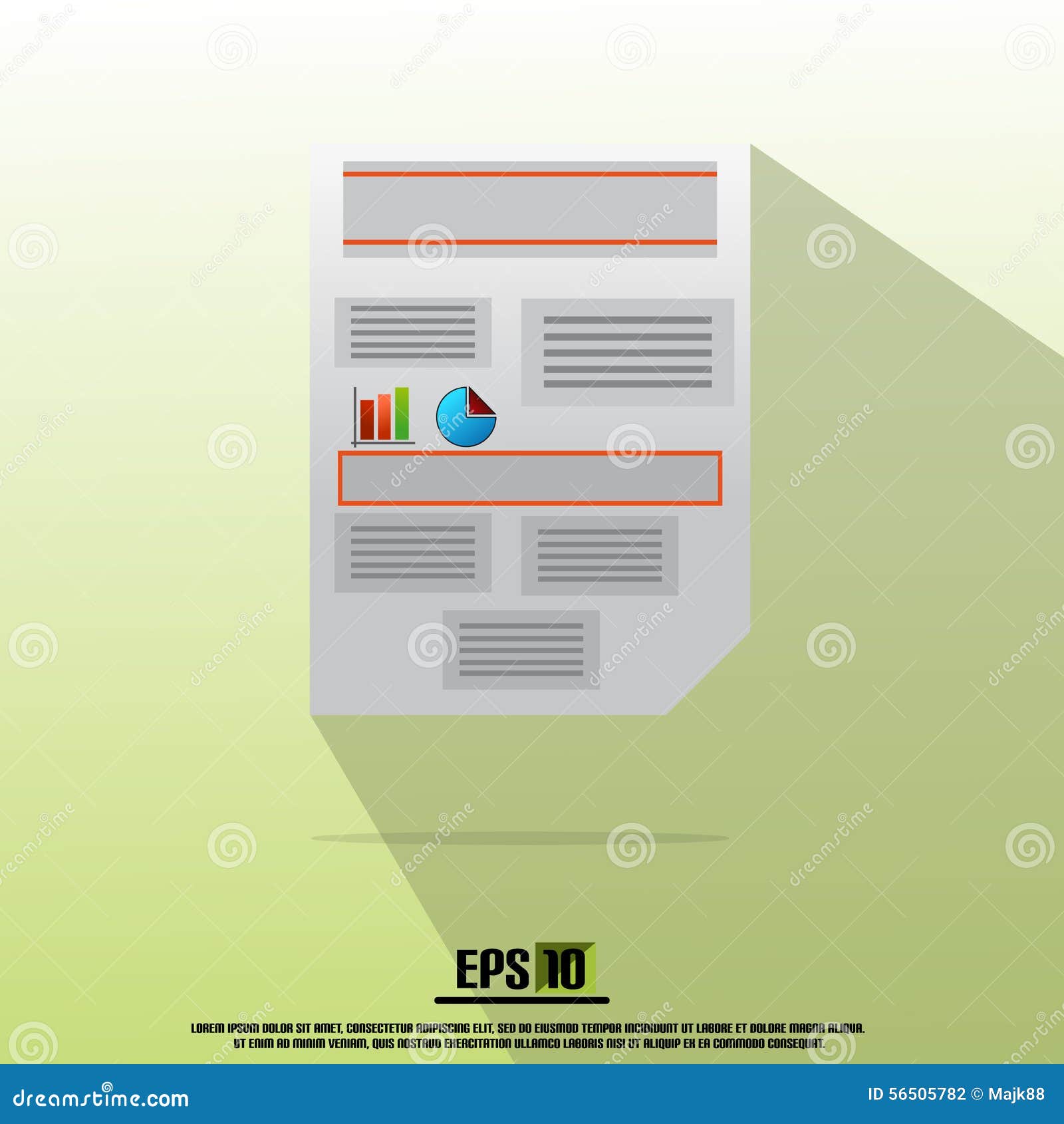 Newsletter with Graph and Text with Background Stock Illustration ...