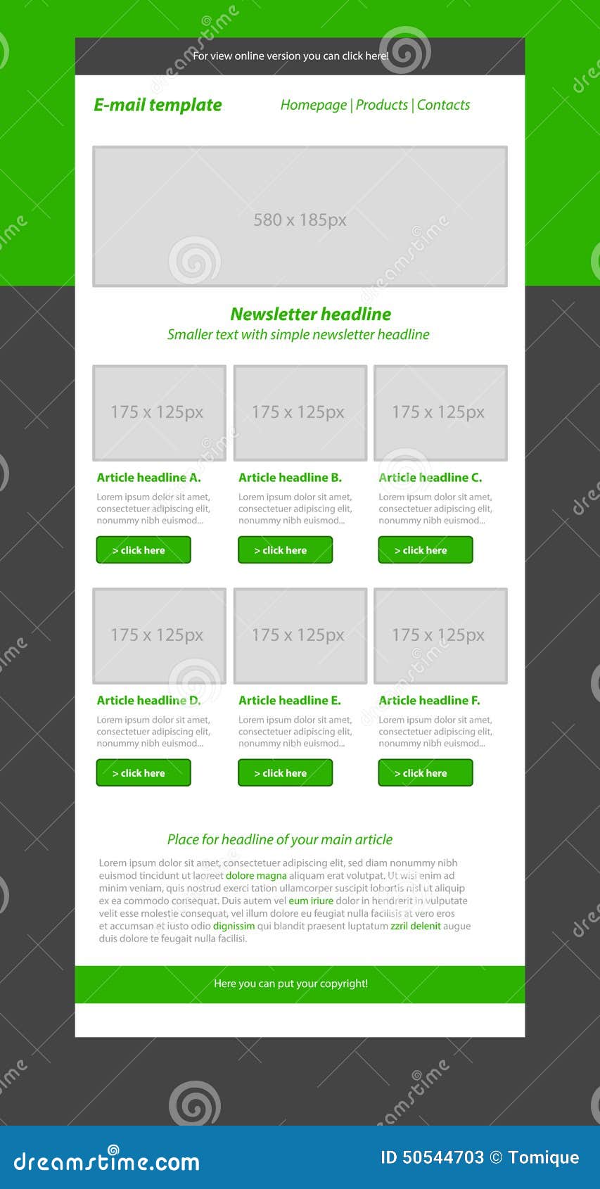 Newsletter Green Template with Business Style Stock Illustration ...
