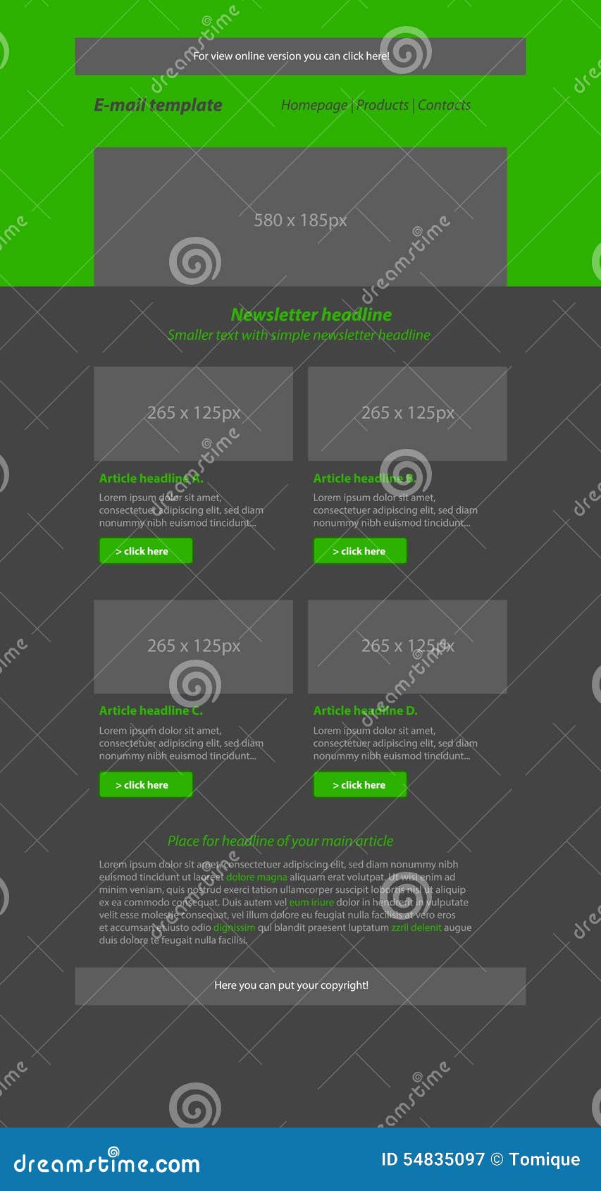 Newsletter Green Template with Business Style Stock Illustration ...