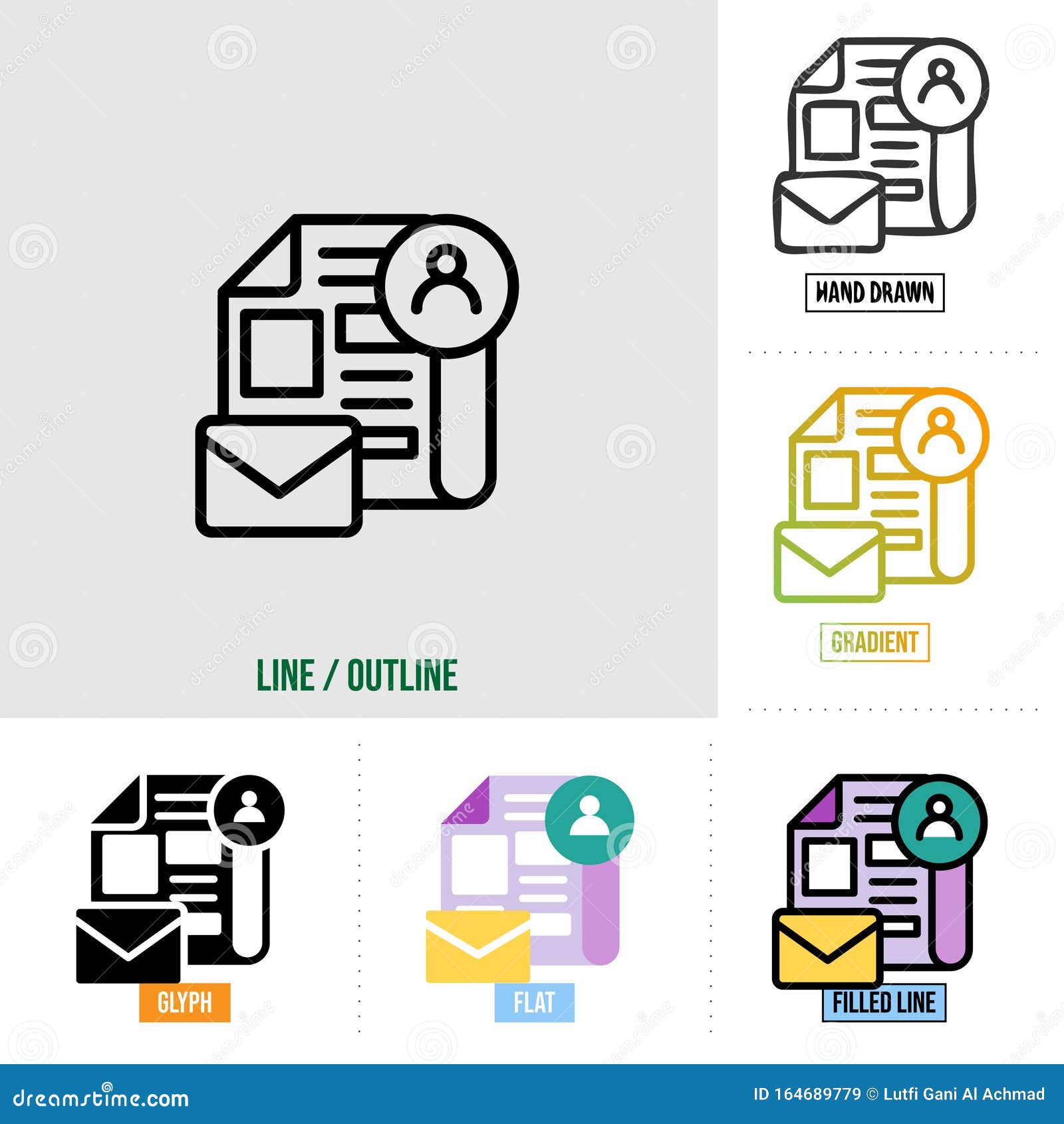 Newsletter Icon in Six Different Styles, Based on Outline Style, Seo ...