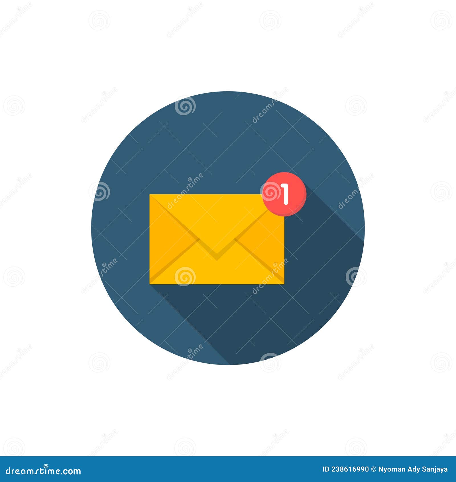 Newsletter Notice Vector Icon Symbol, Flat Design, Long Shadow Stock ...