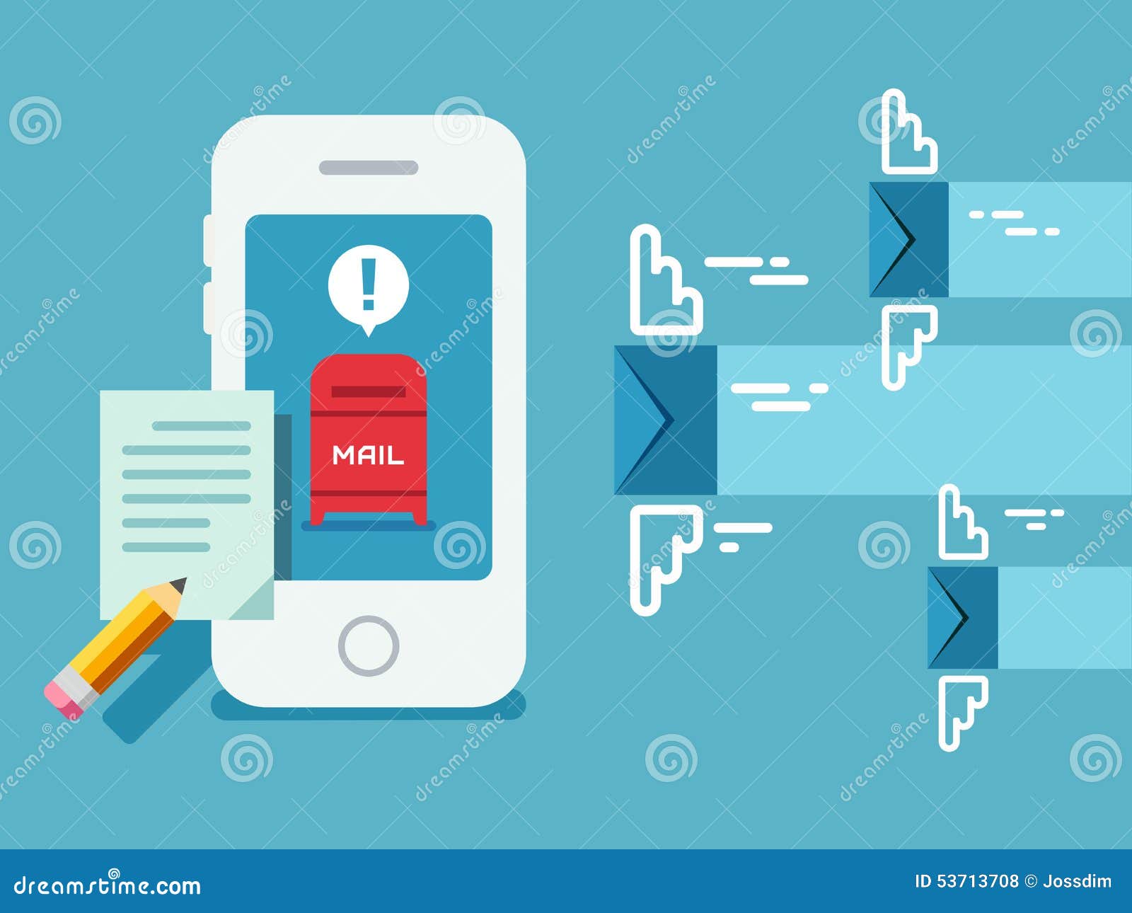 Newsletter Notification on Smart Phone Screen Flat Stock Vector ...