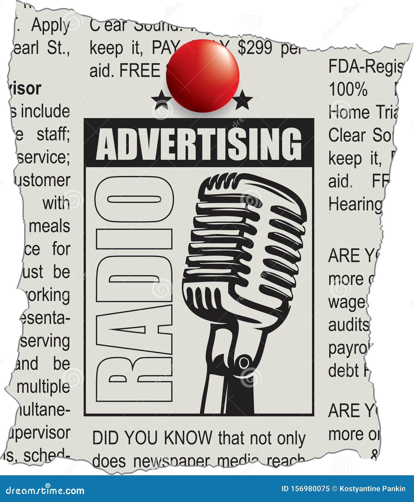 Newspaper Ad Radio Advertisement Stock Vector - Illustration of radio ...