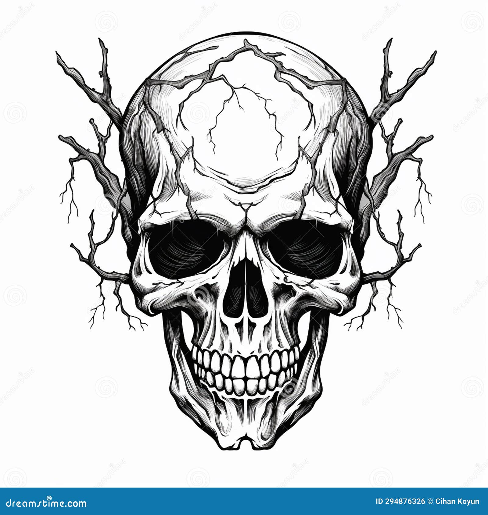 Newspaper Ad with Skull stock illustration. Illustration of tattoo ...