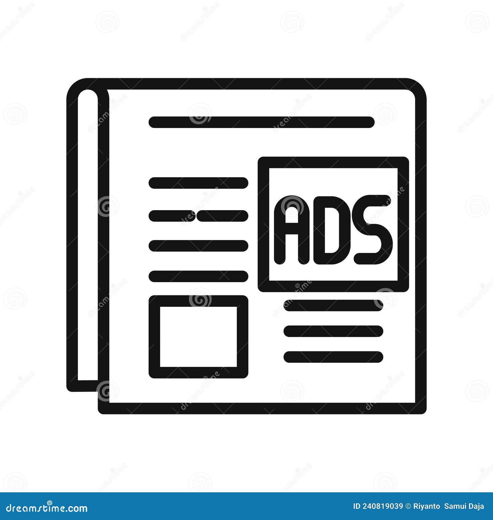 Newspaper Ads Icon Black and White Illustration Stock Vector ...