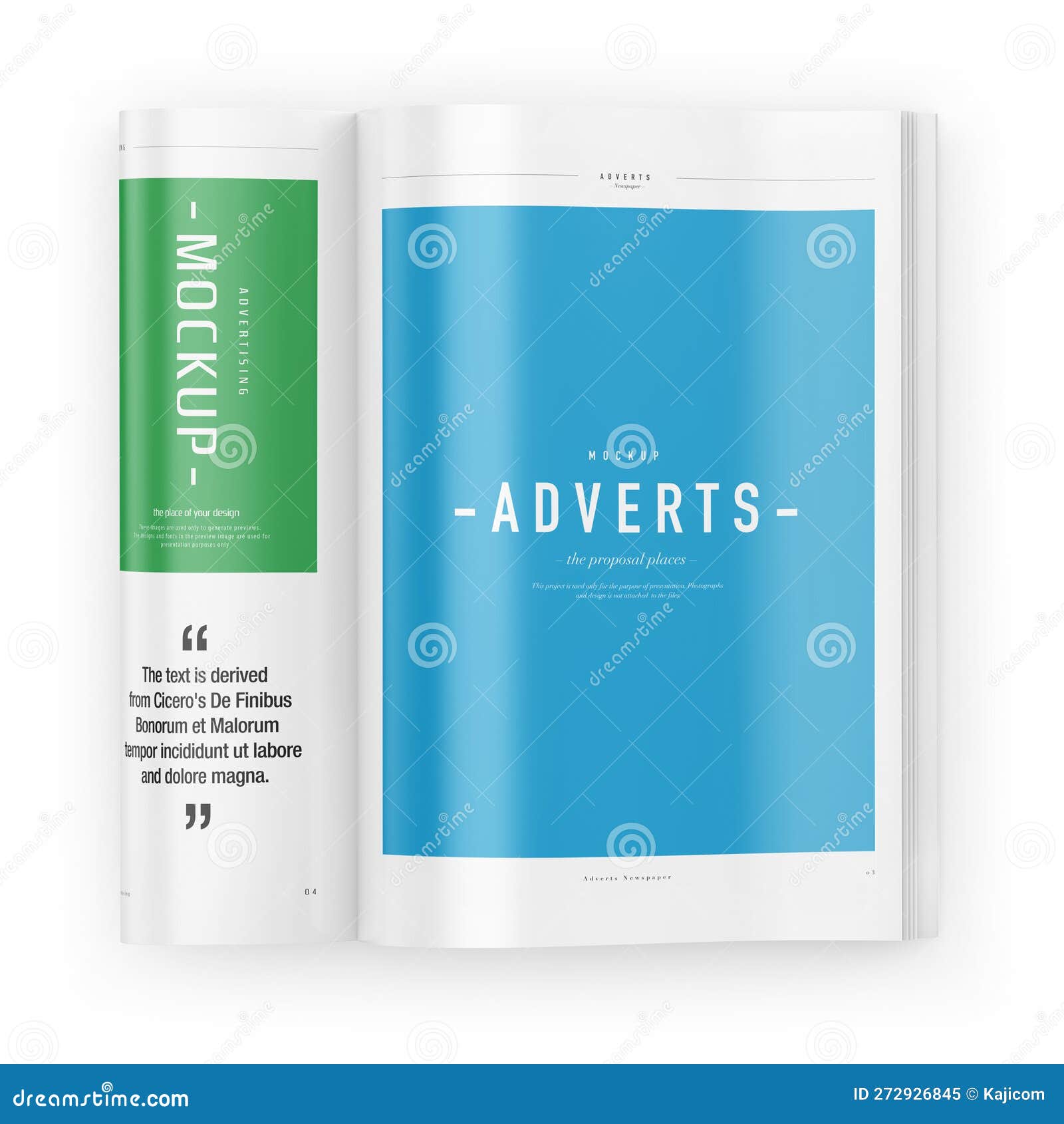 Newspaper Advertising Magazine Brochure Mockup on White Background 3D ...