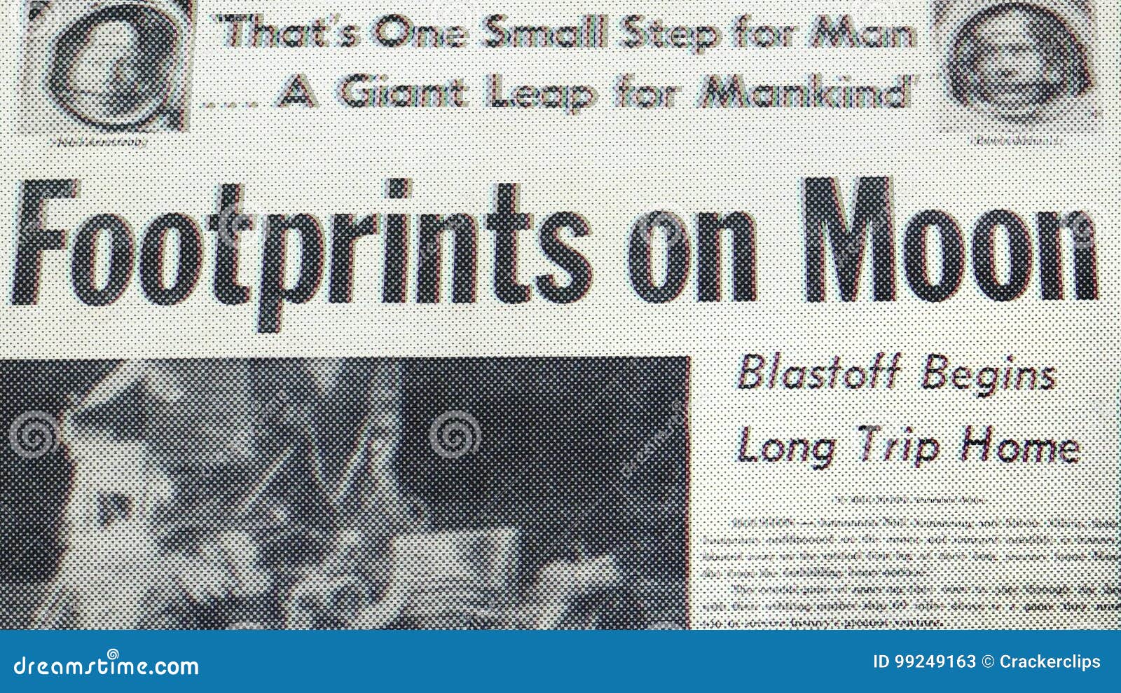 Newspaper Announcing First Footsteps on the Moon Editorial Stock Photo ...