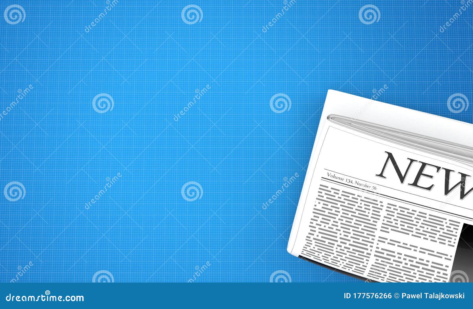 Newspaper on Blueprint Background Stock Illustration - Illustration of ...