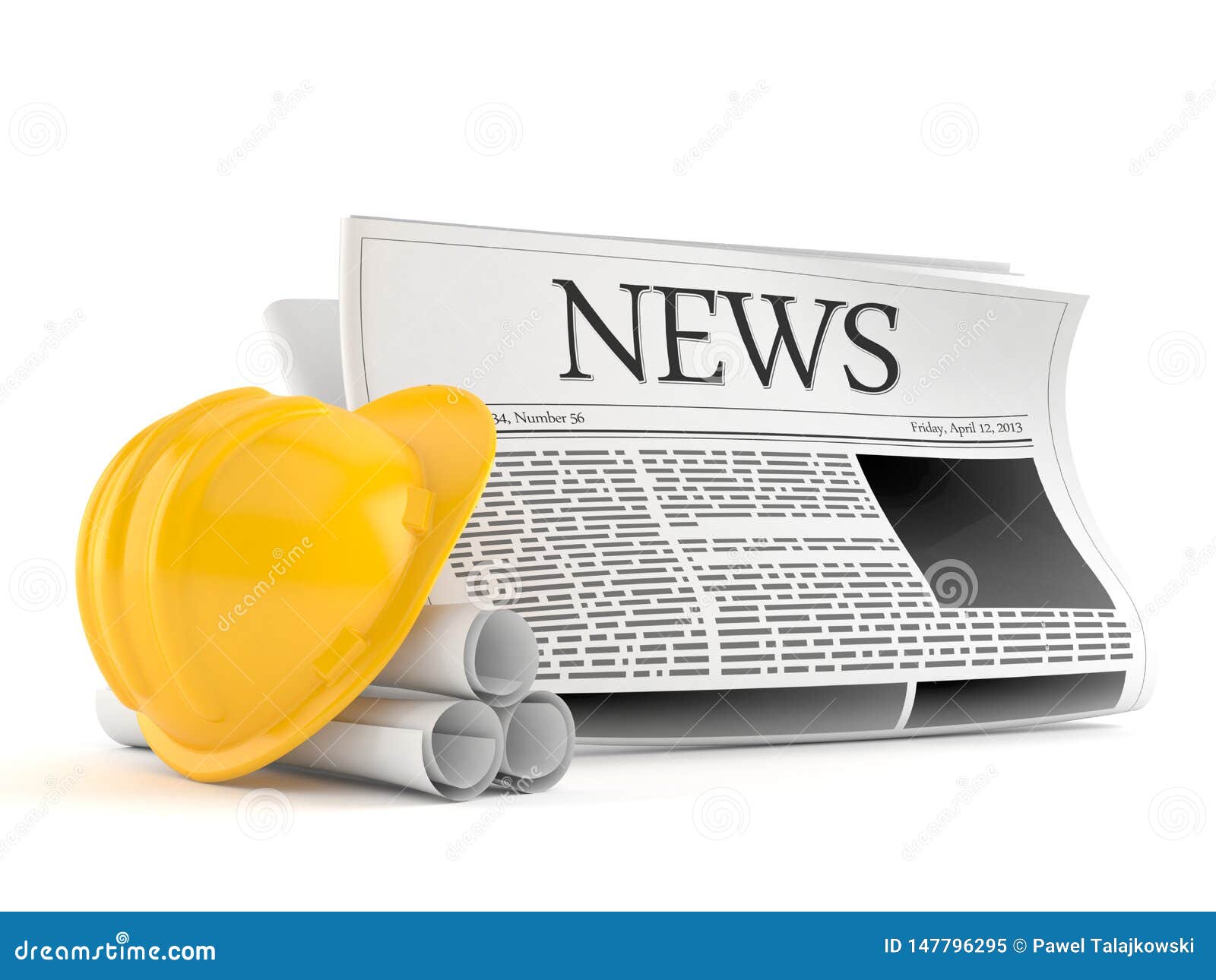 Newspaper with blueprints stock illustration. Illustration of industry ...