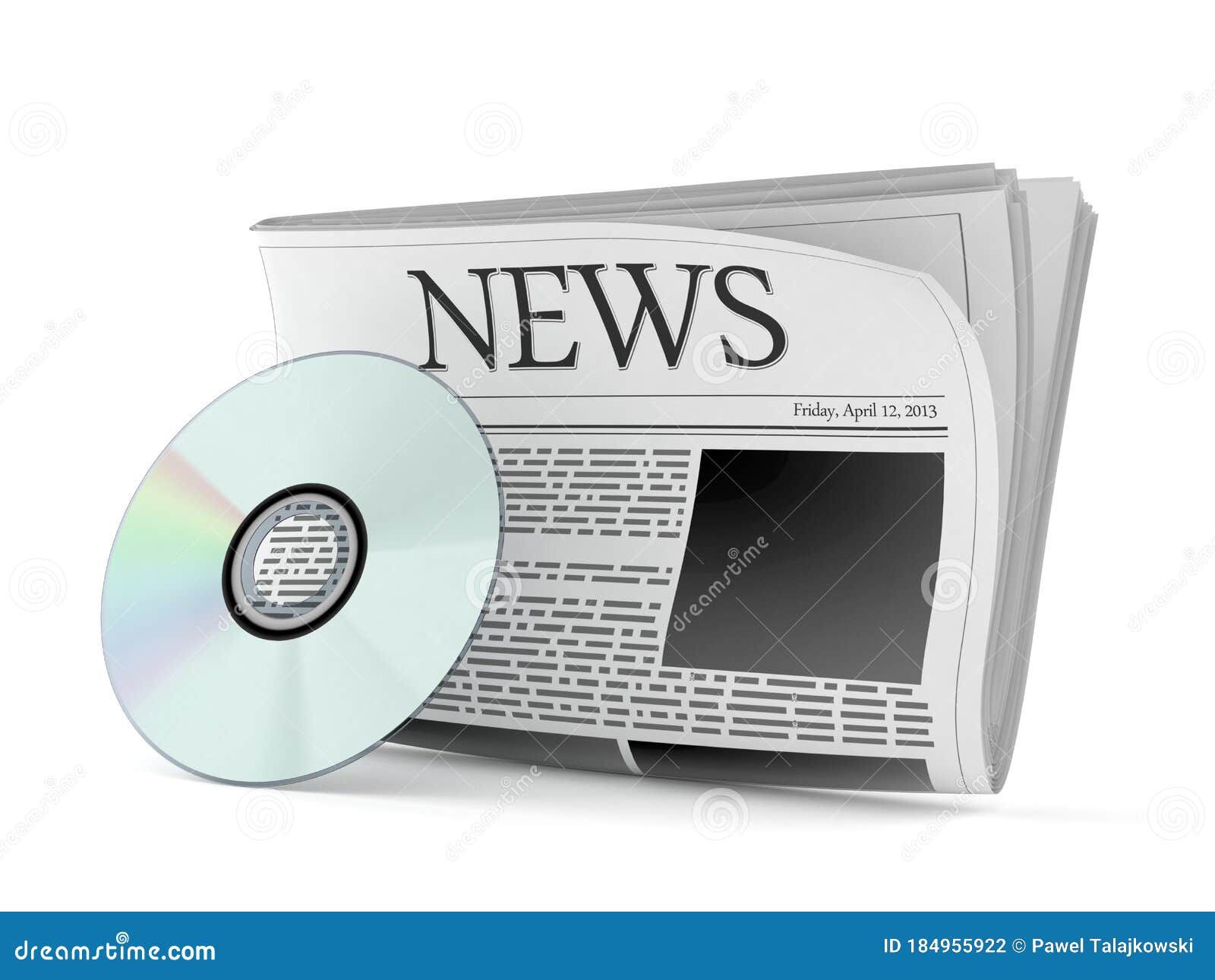 Newspaper with cd disc stock illustration. Illustration of software ...