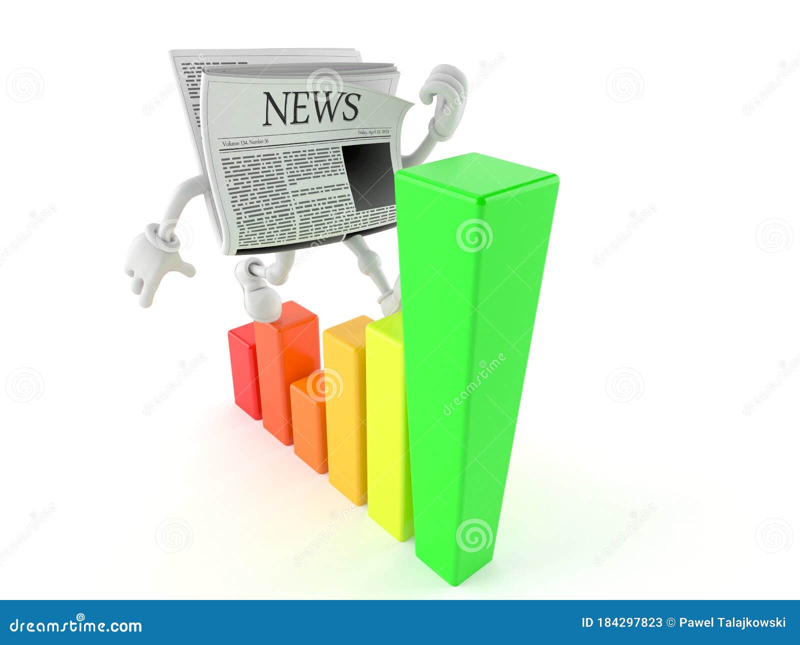 Newspaper Character with Chart Stock Illustration - Illustration of ...