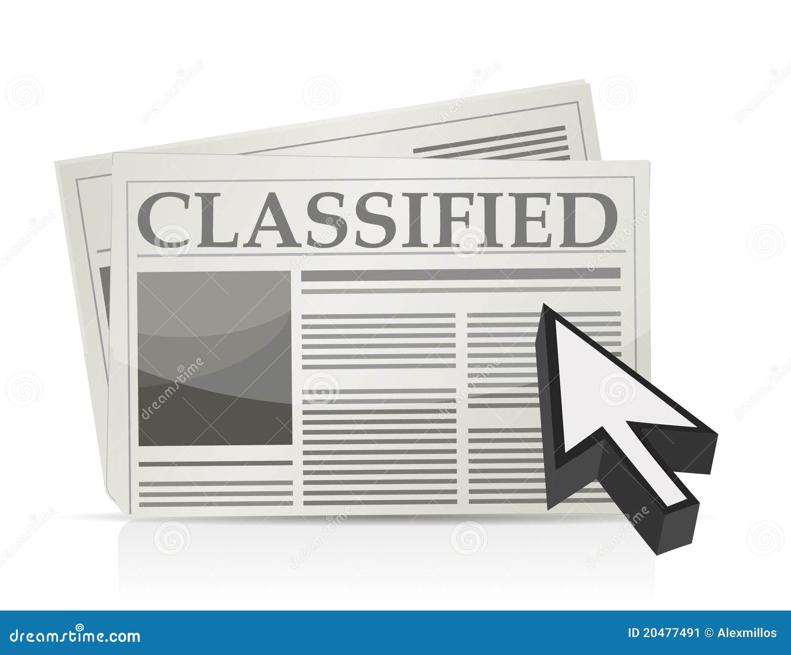 Newspaper Classified Ads Page and Cursor Stock Illustration ...