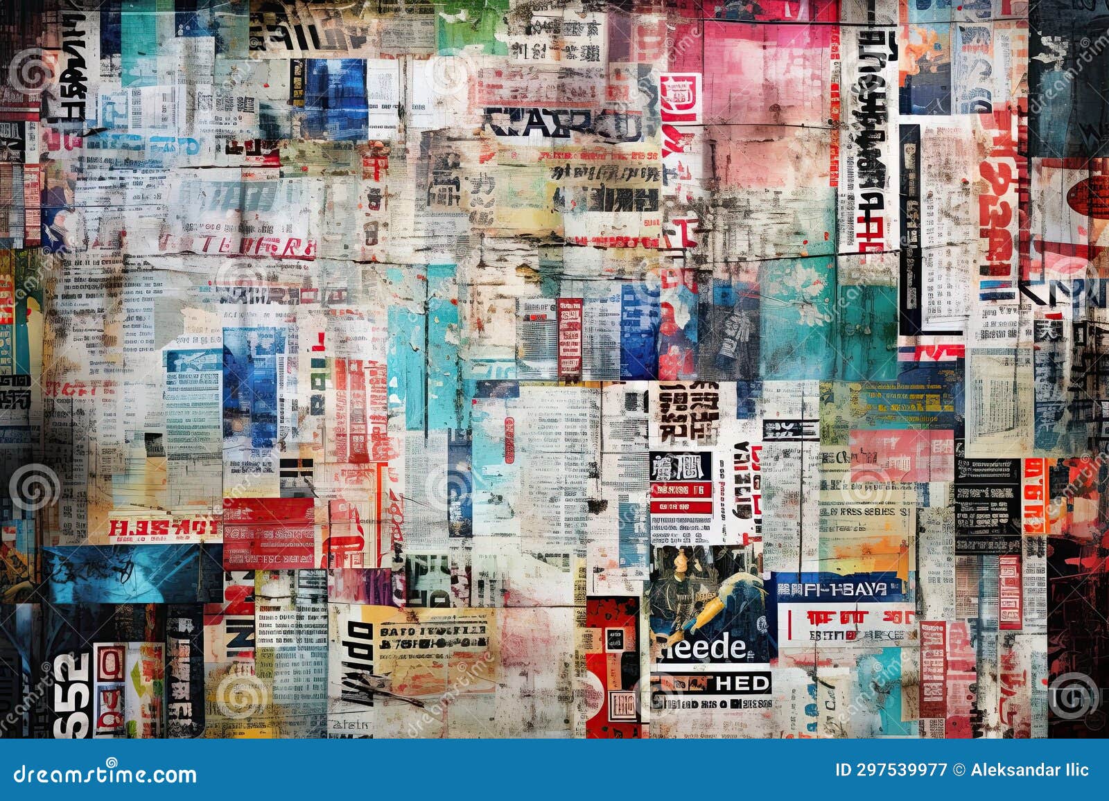 Newspaper Collage Background Texture. Generative Ai Stock Image - Image ...