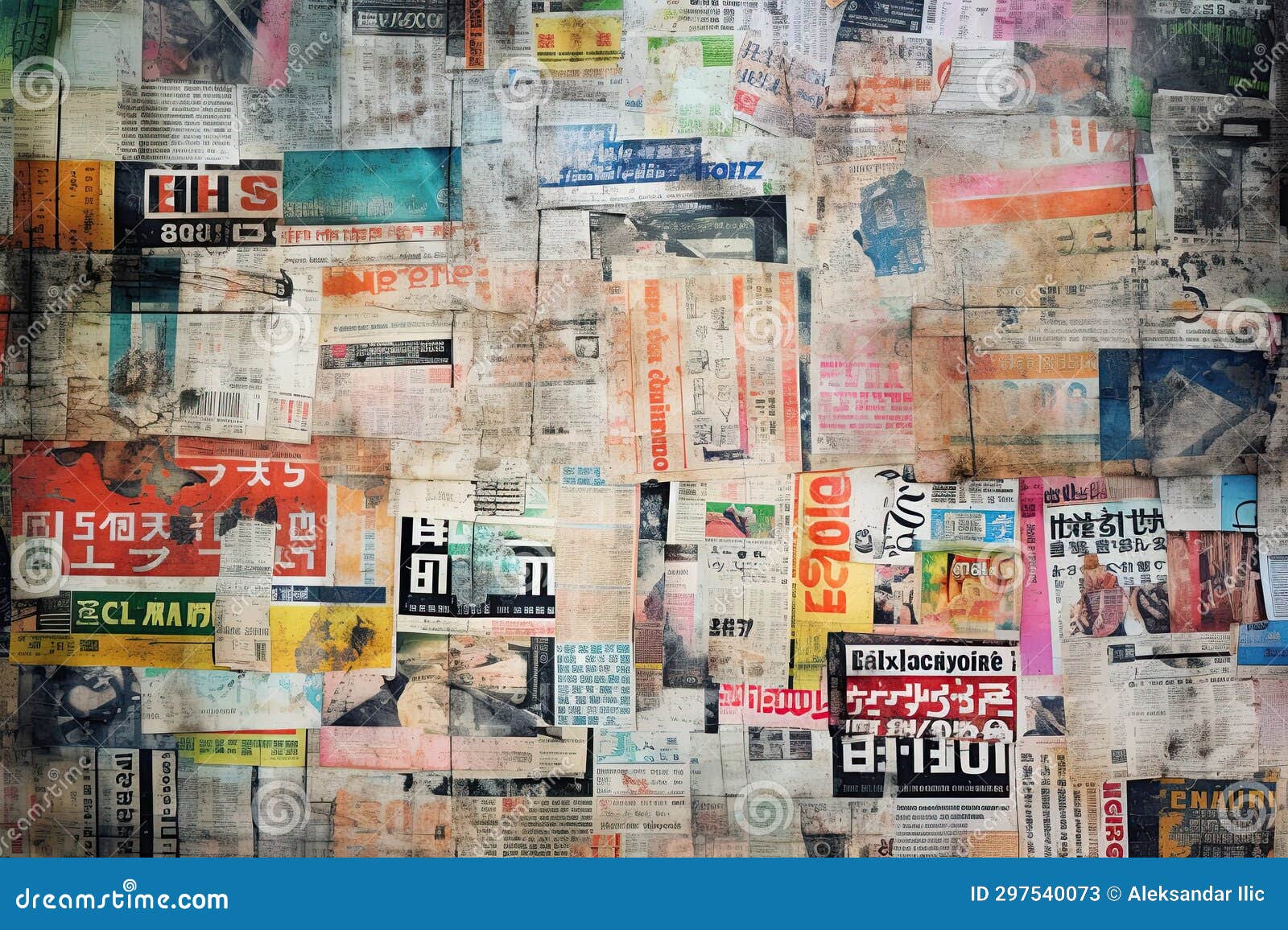 Newspaper Collage Background Texture. Generative Ai Stock Image - Image ...