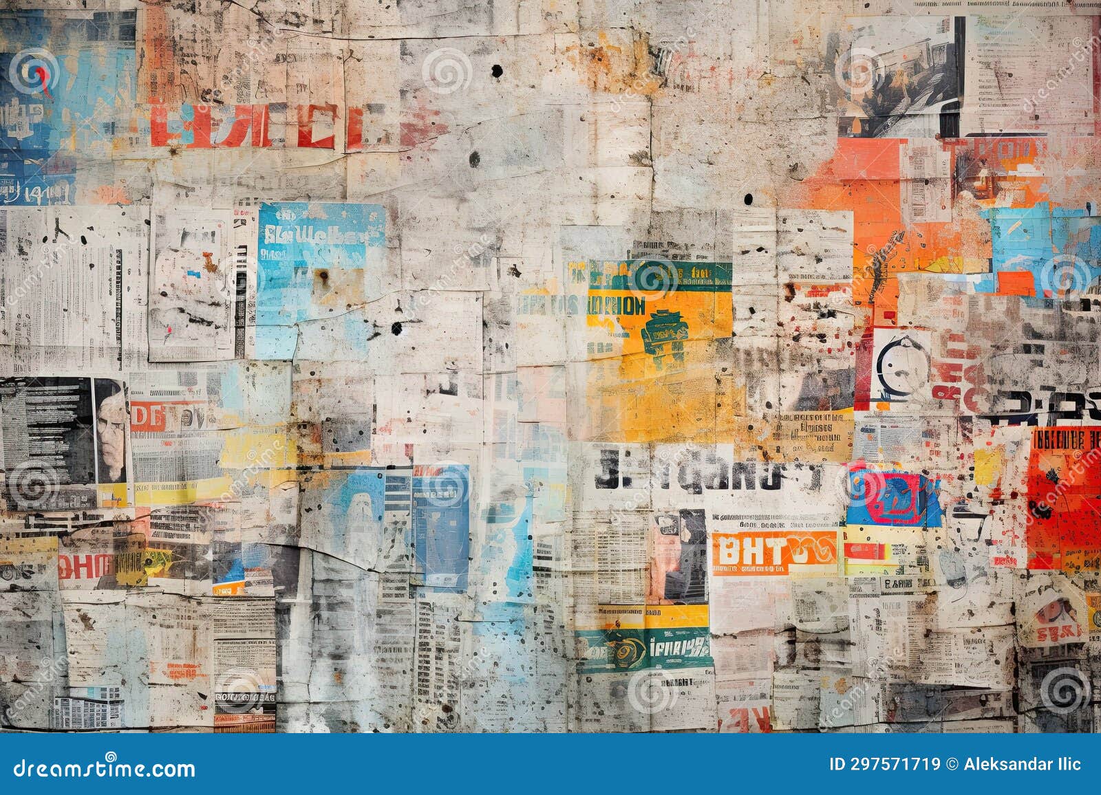 Newspaper Collage Background Texture. Generative Ai Stock Illustration ...