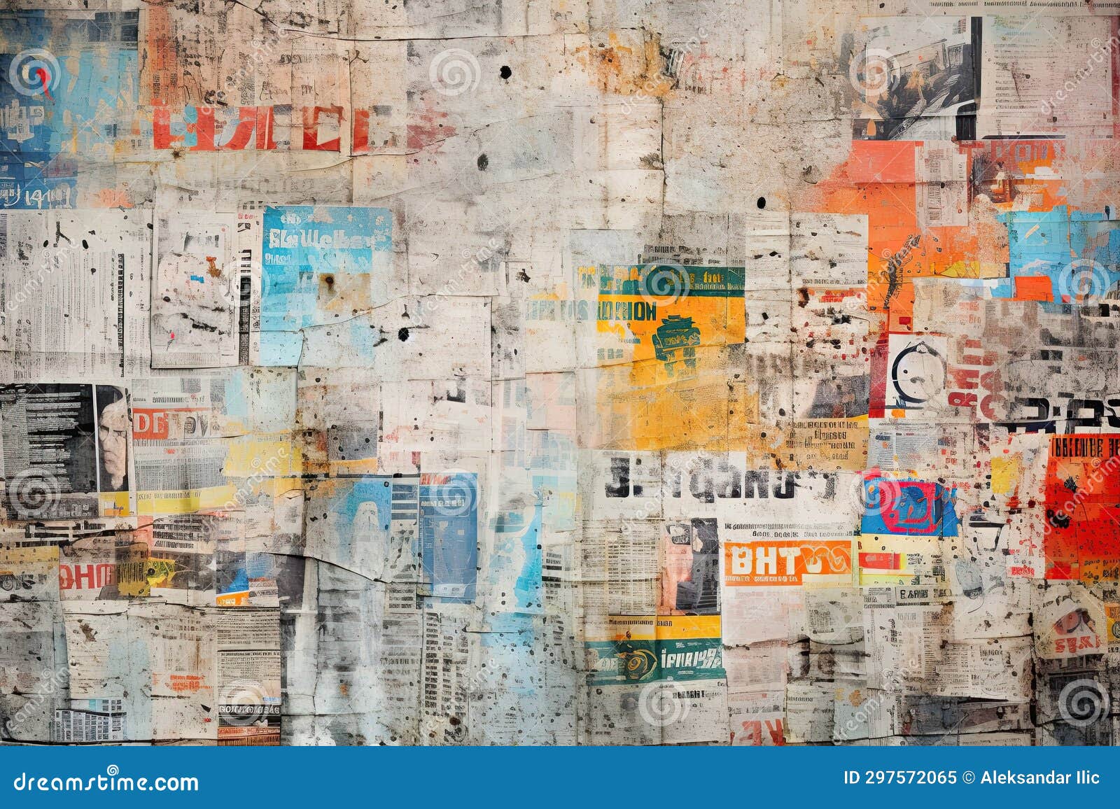 Newspaper Collage Background Texture. Generative Ai Stock Image - Image ...