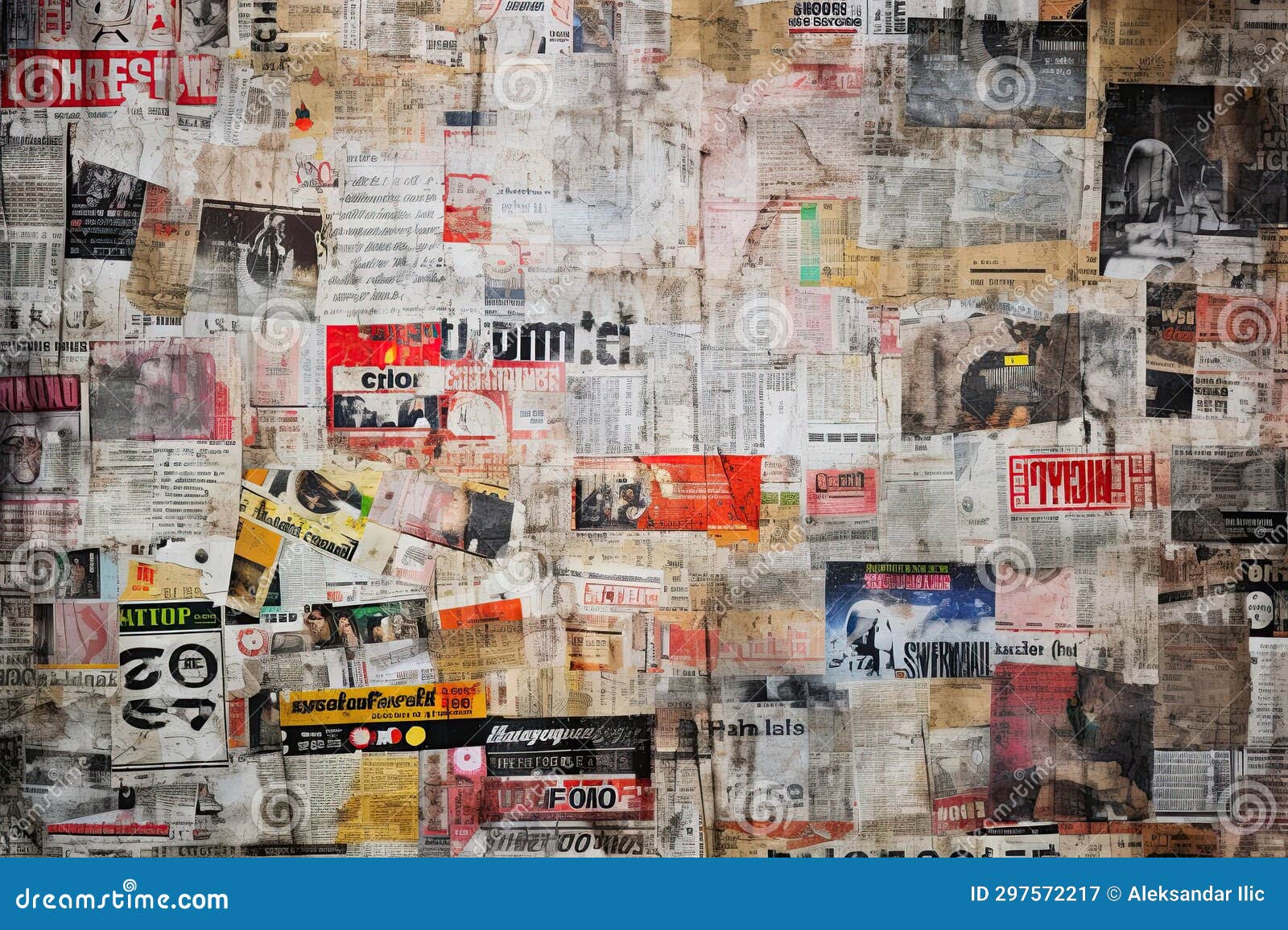 Newspaper Collage Background Texture. Generative Ai Stock Illustration ...