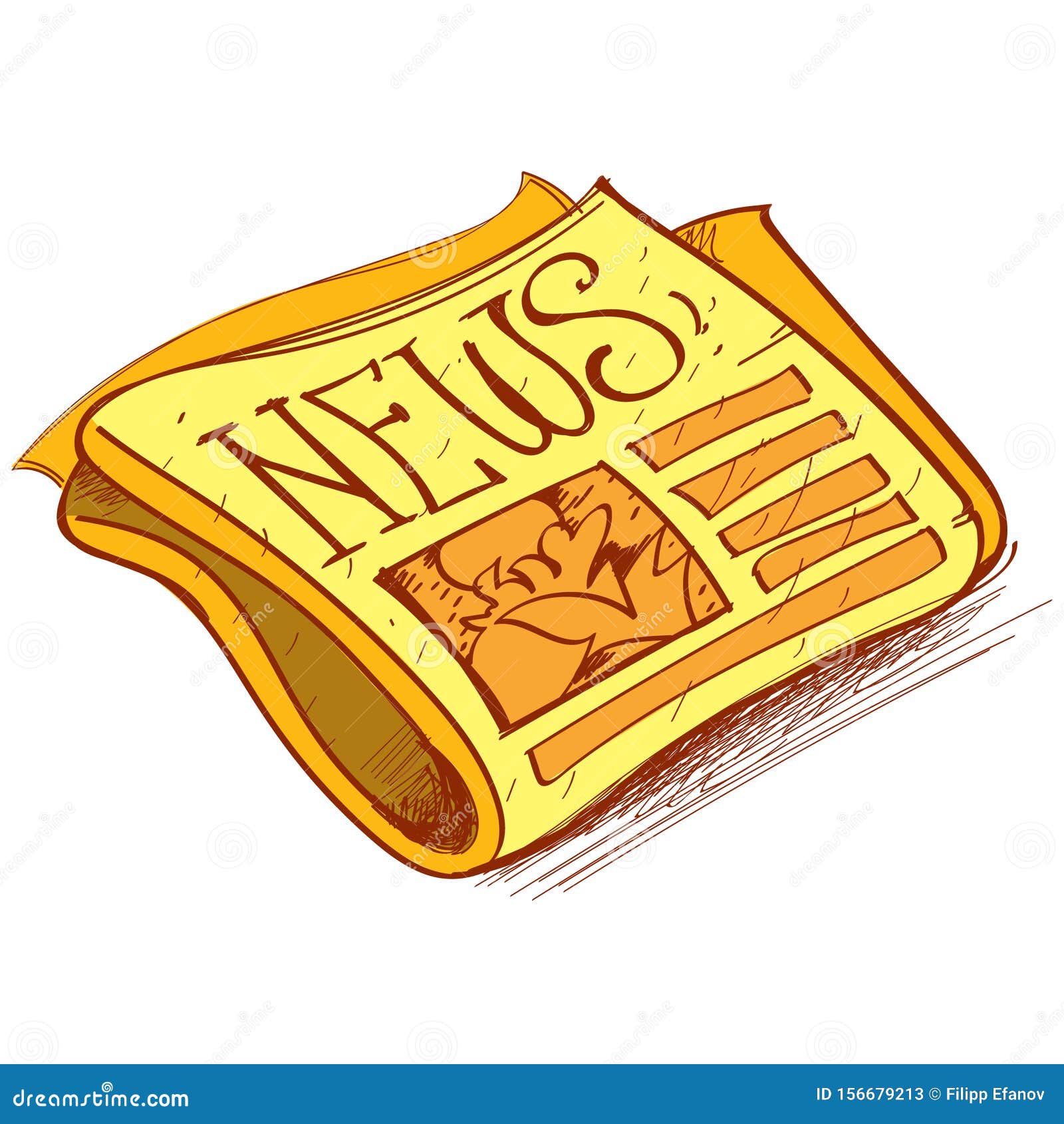 Newspaper Color Illustration in the Style of Hand Drawing Stock ...