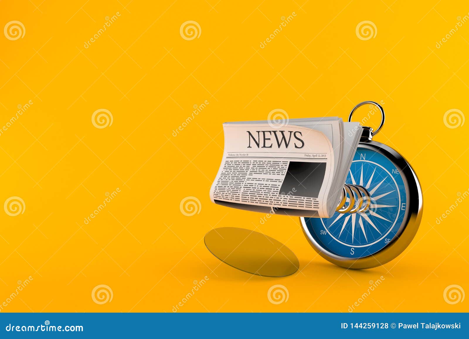 Newspaper with compass stock illustration. Illustration of exploration ...