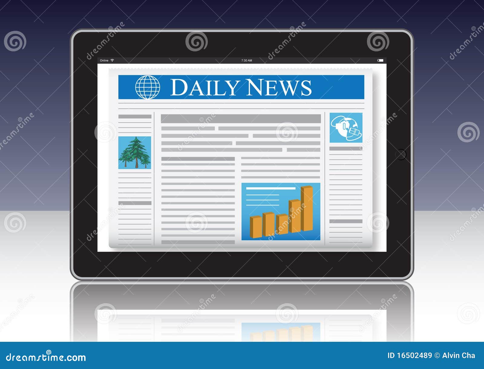 Newspaper on Computer stock illustration. Illustration of news - 16502489