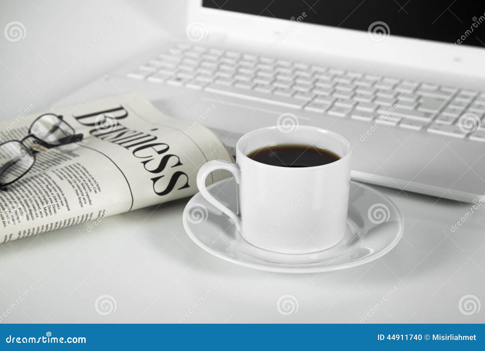 Newspaper and computer stock photo. Image of business - 44911740