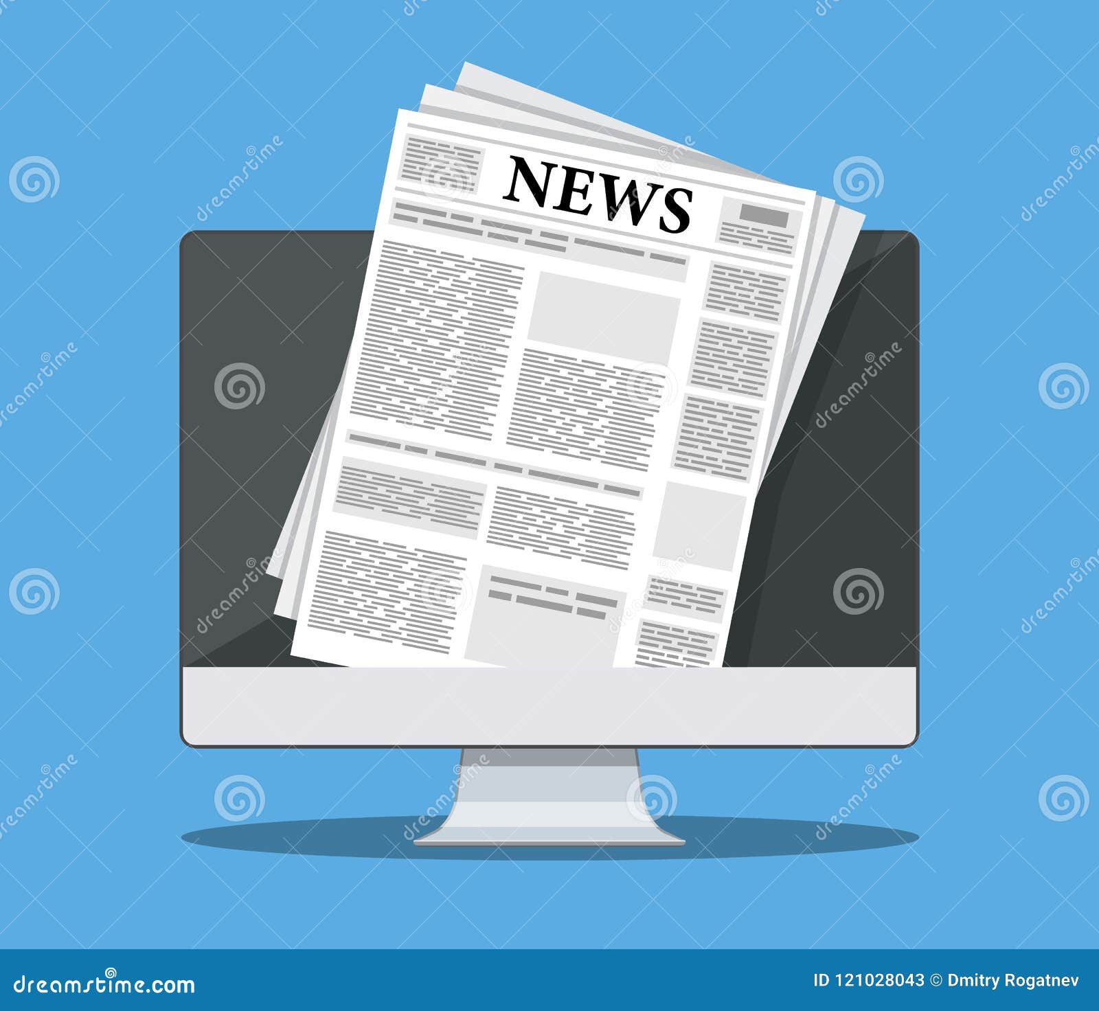 Newspaper on Computer Screen Stock Vector - Illustration of paper ...