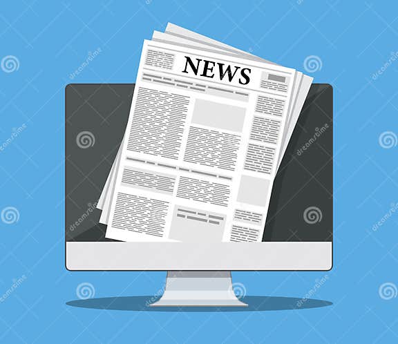 Newspaper on Computer Screen Stock Vector - Illustration of paper ...