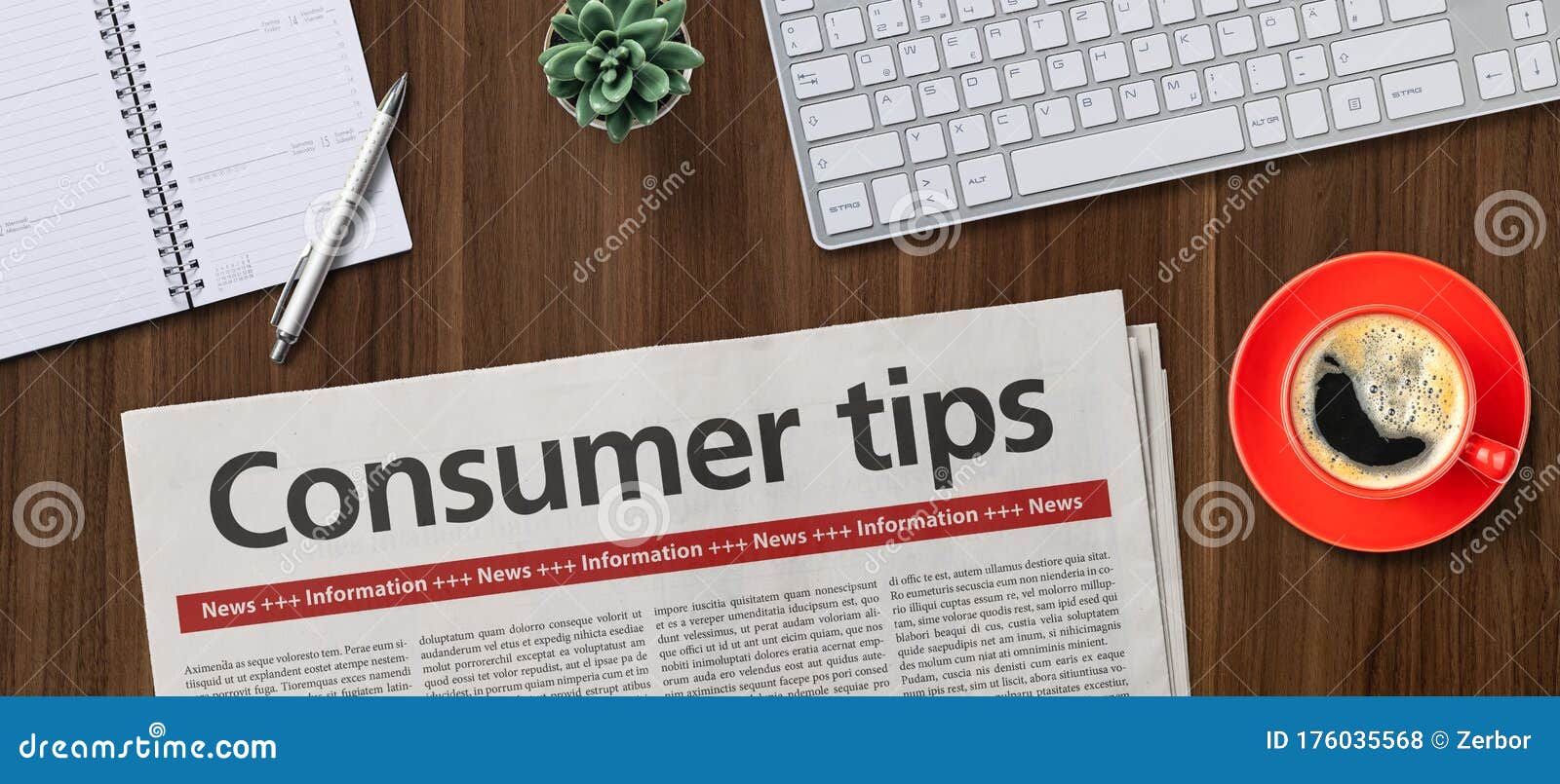 Newspaper on a Desk - Consumer Tips Stock Photo - Image of print, press ...