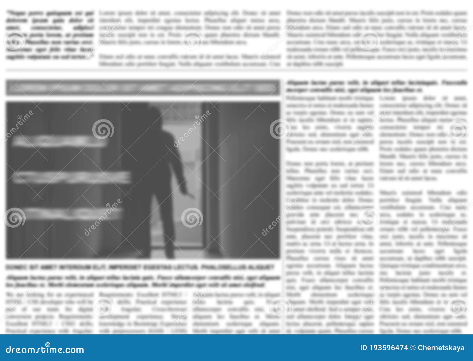 Newspaper with Detective Article As Background, Blurred Stock Photo ...