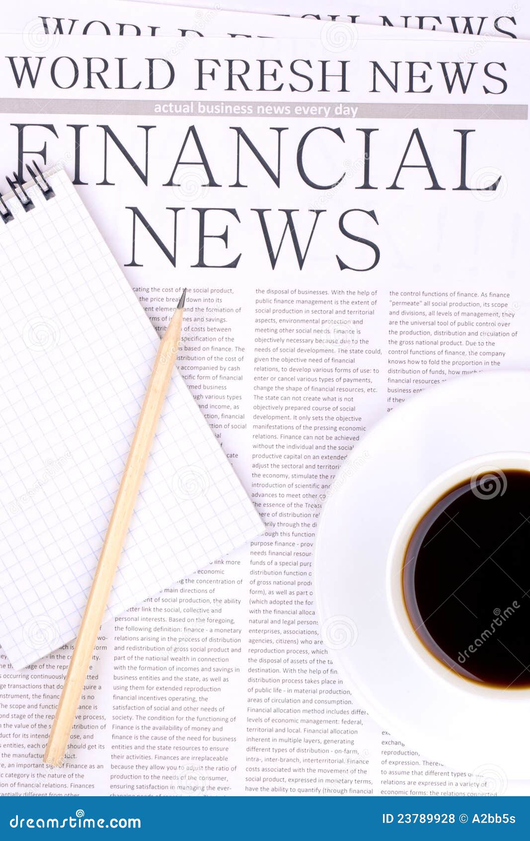 Newspaper FINANCIAL NEWS stock photo. Image of fresh - 23789928