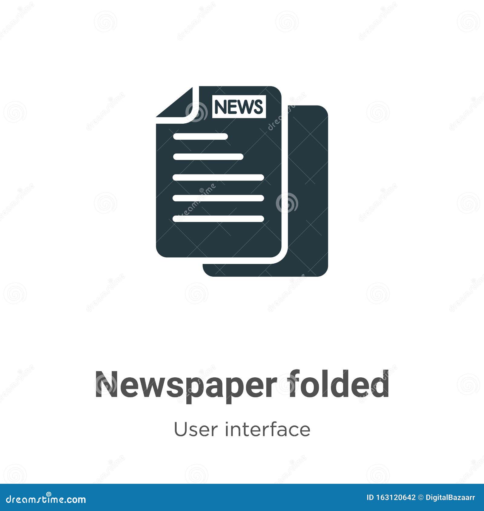 Newspaper Folded Vector Icon on White Background. Flat Vector Newspaper ...