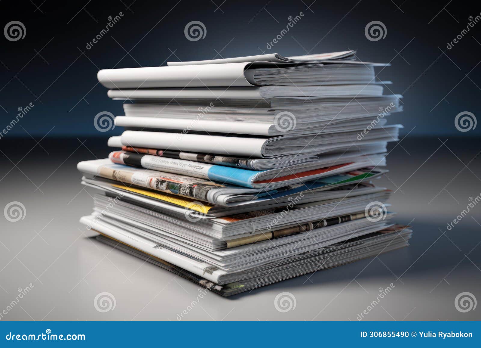 Newspaper Folder Stack. Generate Ai Stock Photo - Image of organization ...