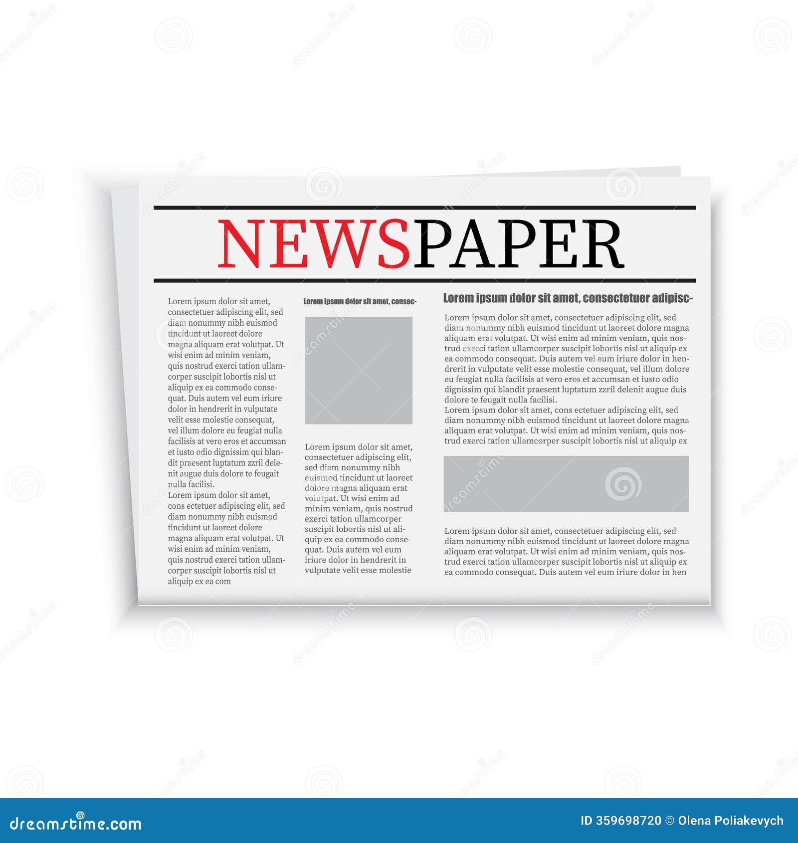 Newspaper Front Page. Bold Red and Black Title. Multiple Columns ...