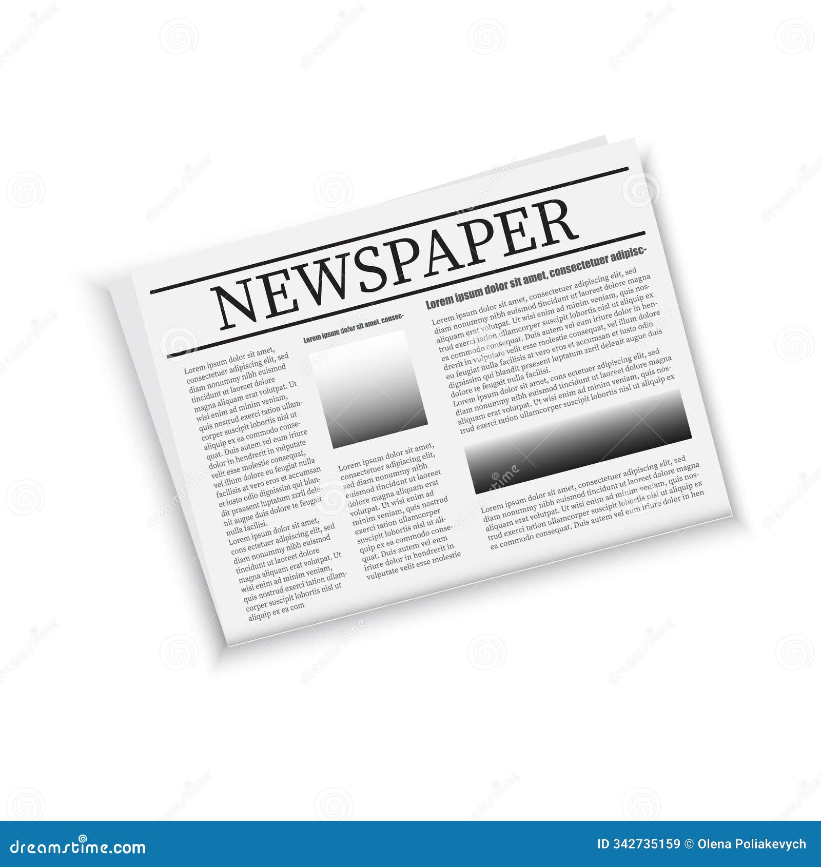 Newspaper Front Page With Several Columns And Photos. Vector Magazine ...