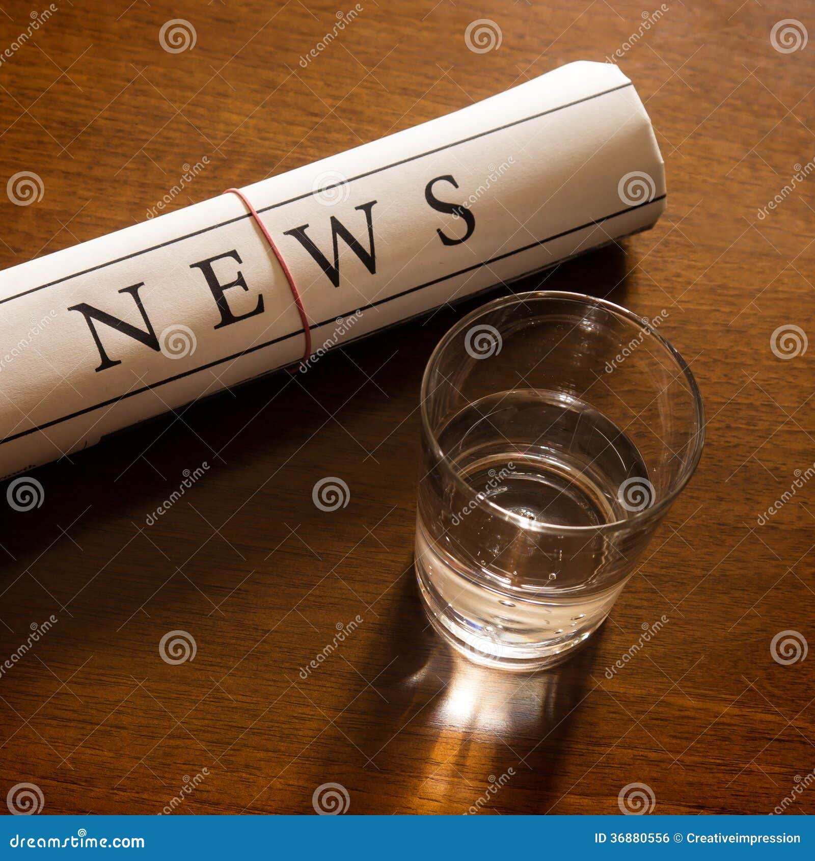 Newspaper and Glass of Water Stock Photo - Image of design, national ...