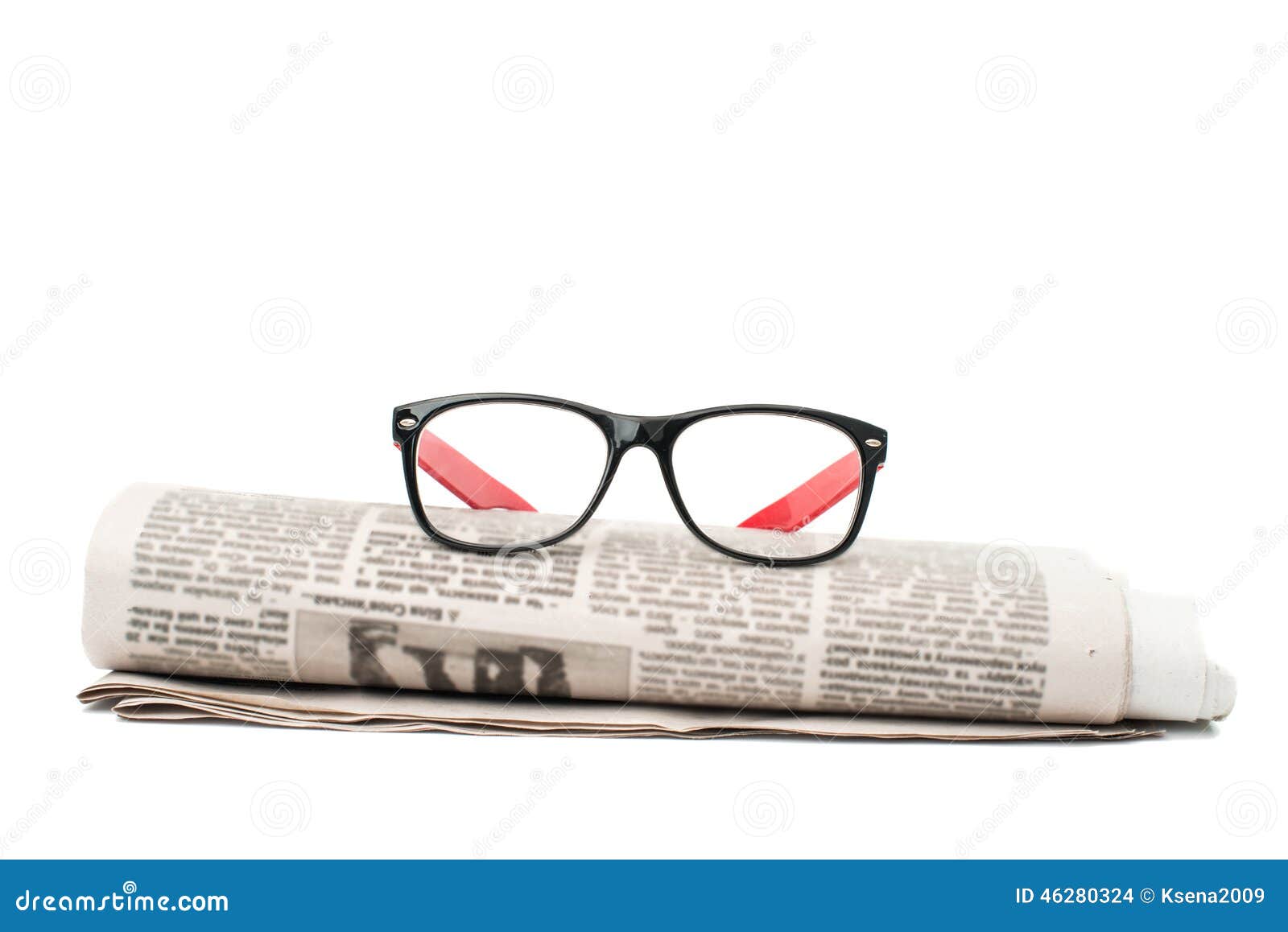 Newspaper with Glasses Closeup Stock Photo - Image of text, typescript ...