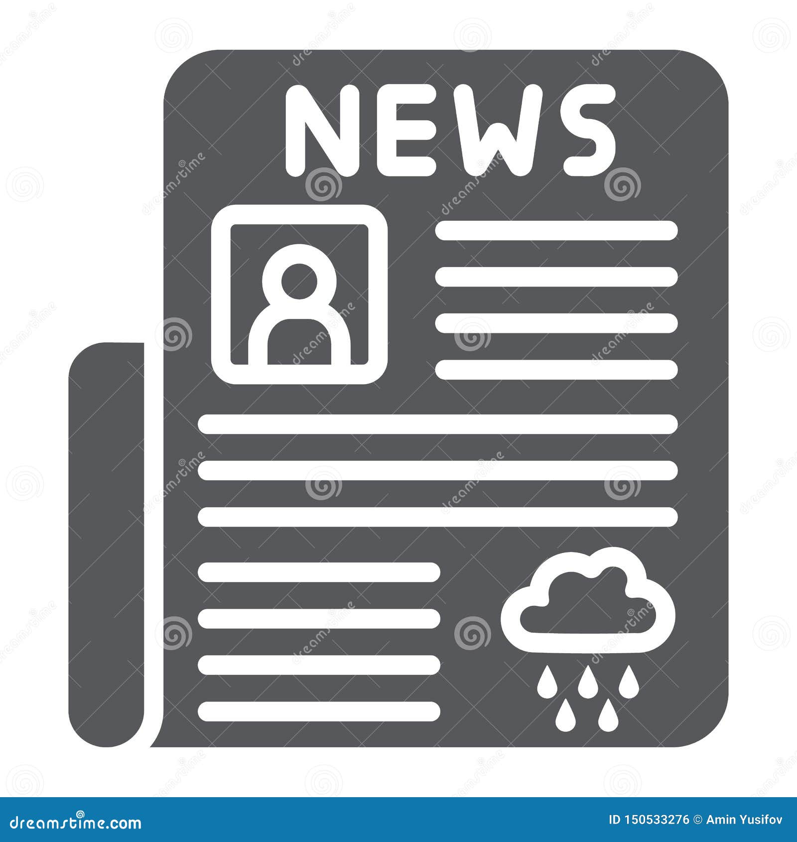 Newspaper Glyph Icon, Page and Press, daily News Sign, Vector Graphics ...