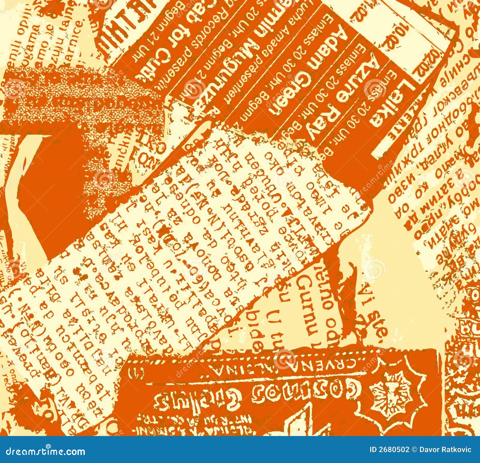 Newspaper grunge orange stock vector. Illustration of press - 2680502