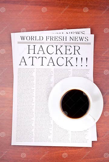 Newspaper HACKER ATTACK stock image. Image of paper, message - 23689307